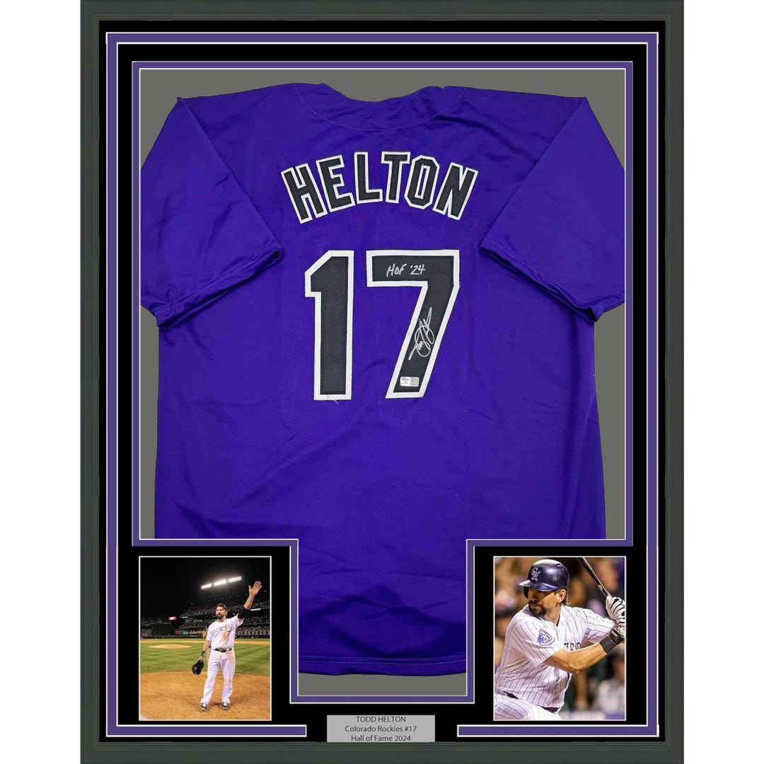 Framed Autographed/signed Todd Helton HOF 24 35x39 Colorado Purple ...