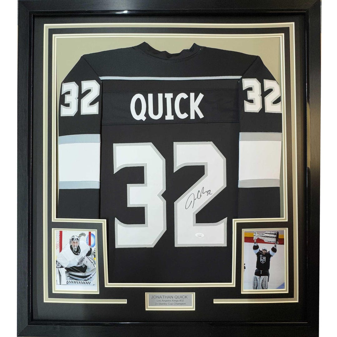 Framed Autographed/signed Jonathan Quick 35x39 Los Angeles LA Black ...
