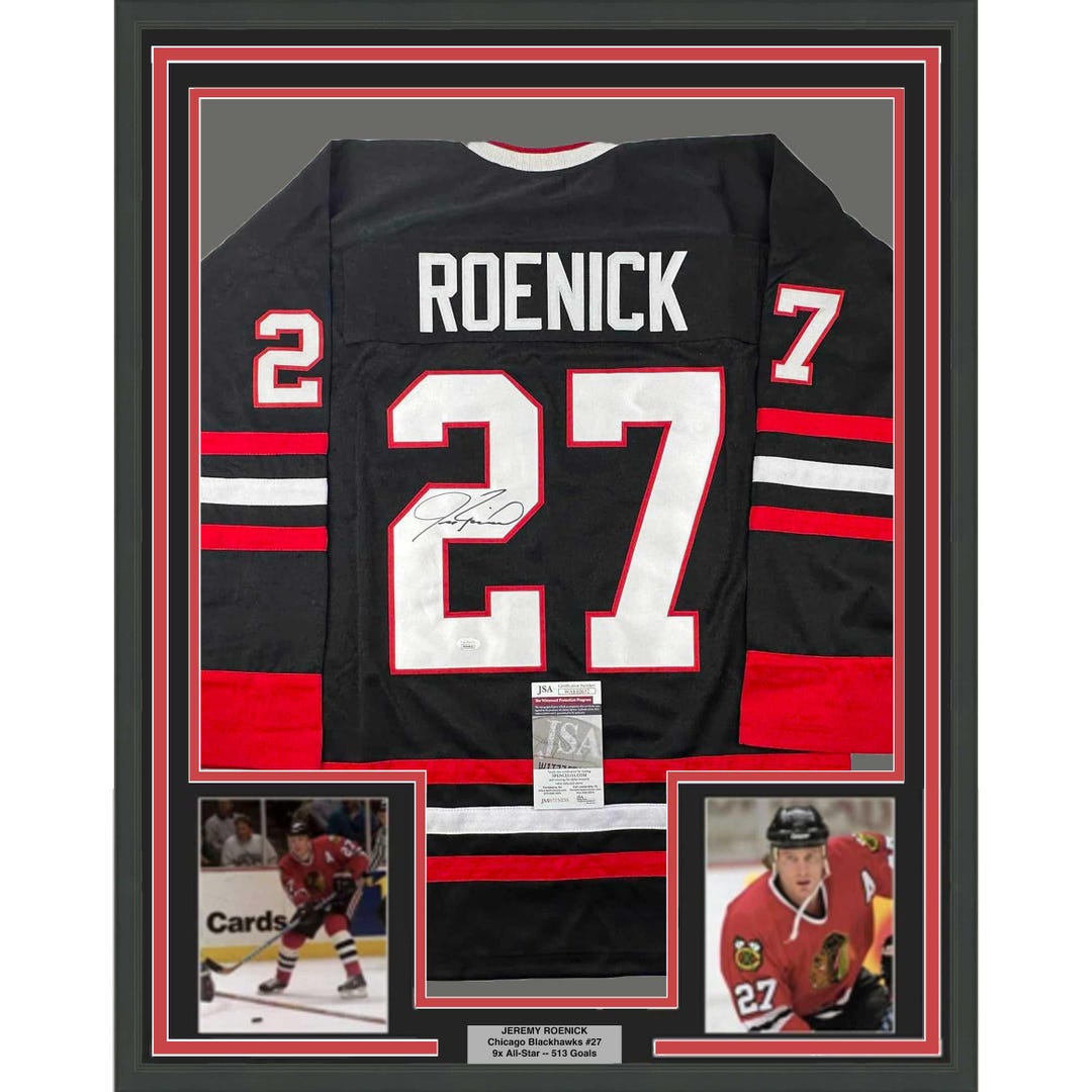 Framed Autographed/signed Jeremy Roenick 35x39 Chicago Black Hockey ...