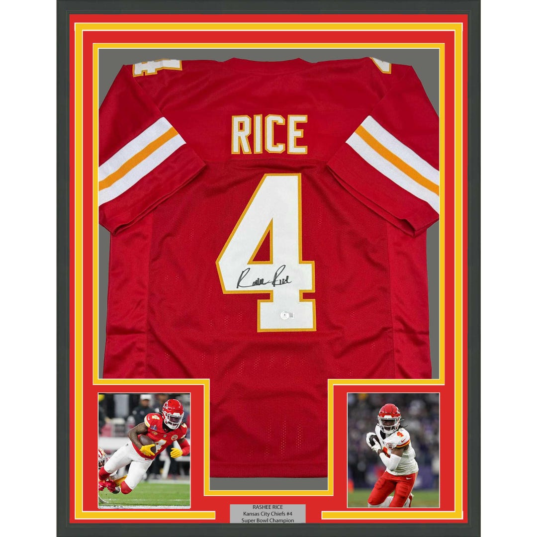 Framed Autographed/signed Rashee Rice 35x39 Kansas City Red Football ...