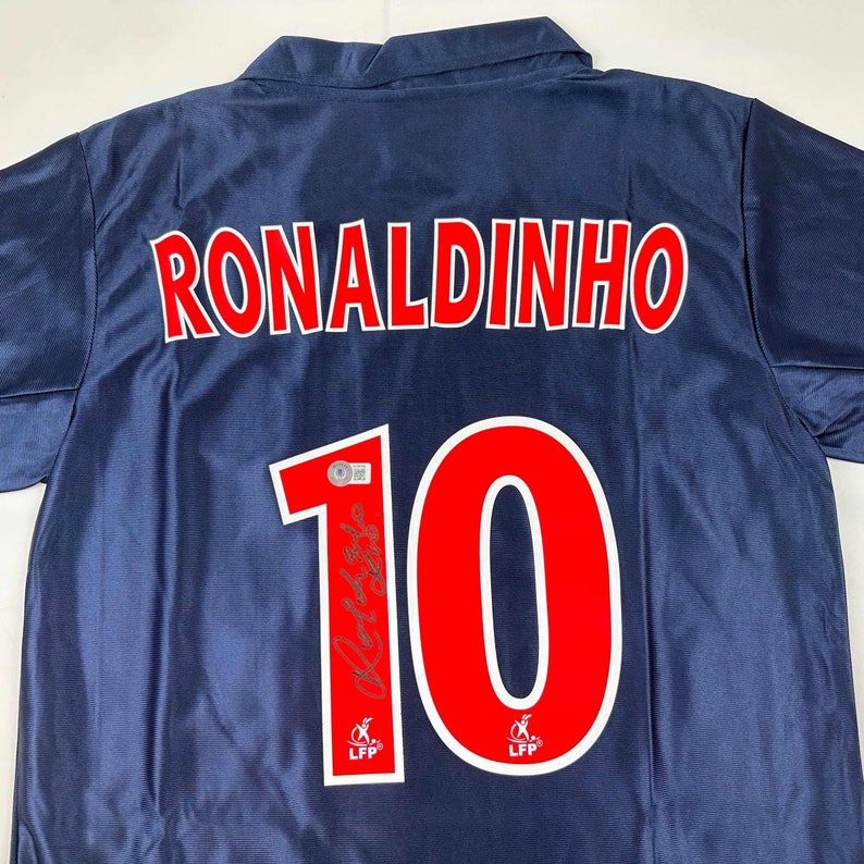 Autographed/signed Ronaldinho PSG Paris Saint Germain Blue Soccer ...