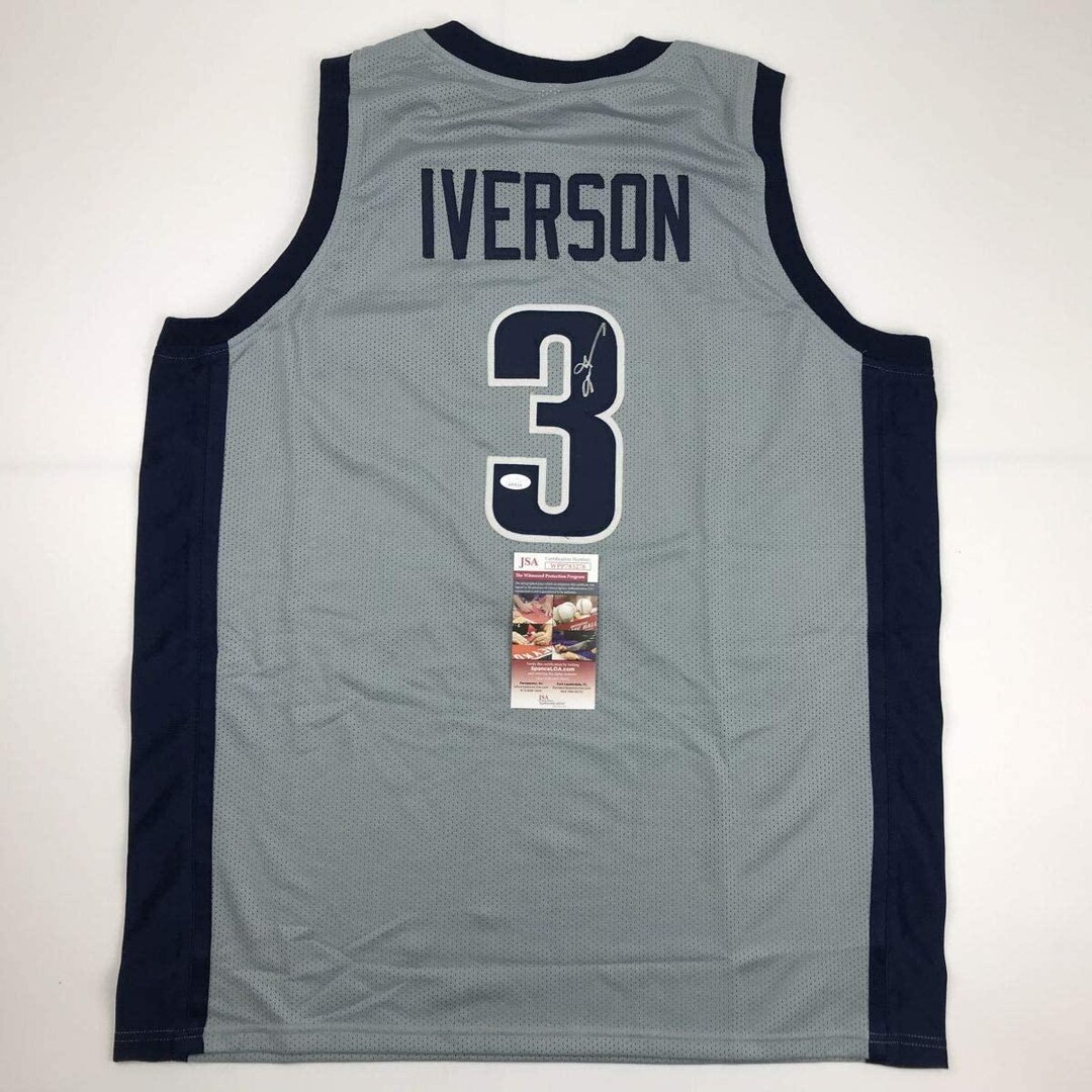 Autographed/signed Allen Iverson Georgetown Grey College Basketball ...
