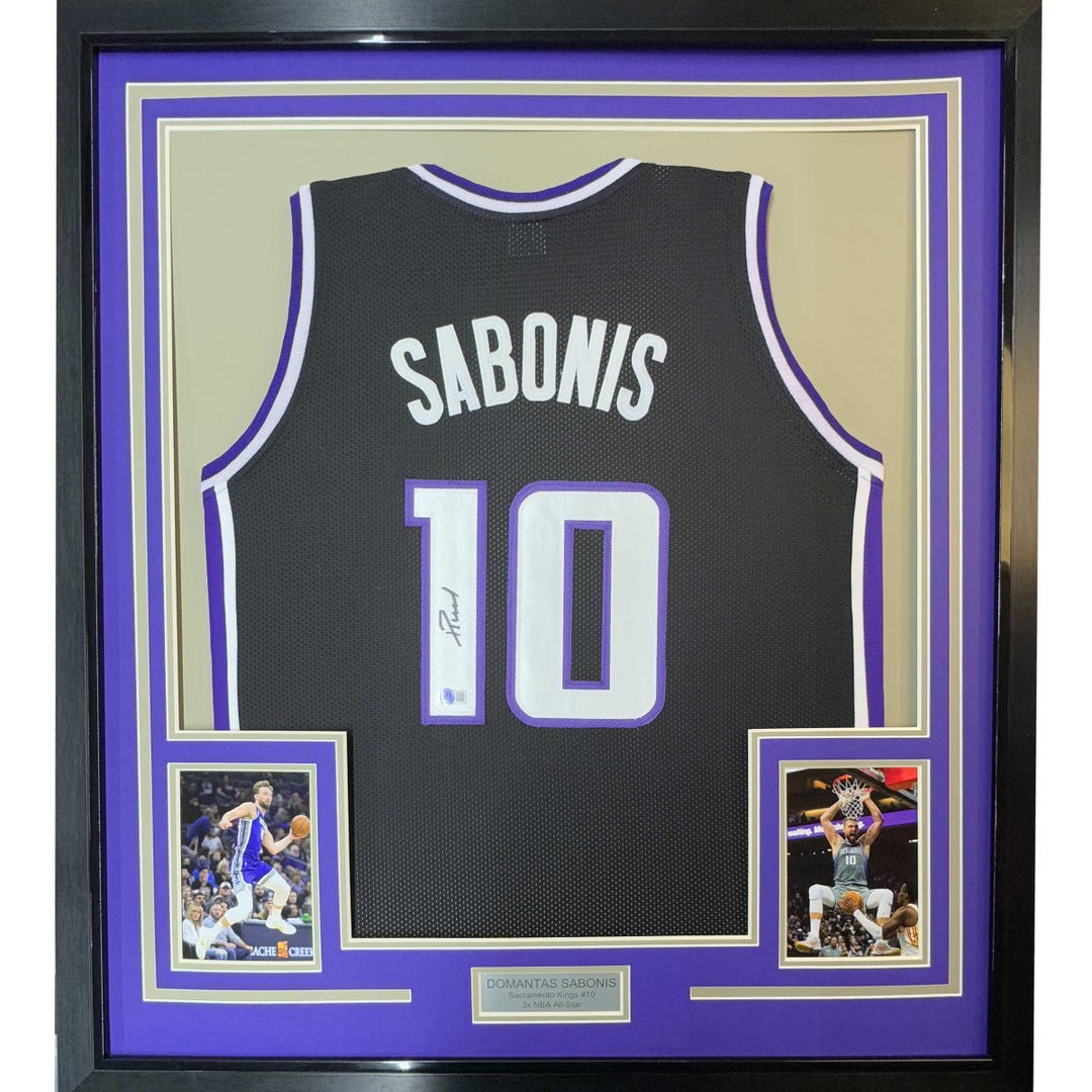 Framed Autographed/signed Domantas Sabonis 35x39 Sacramento Black ...