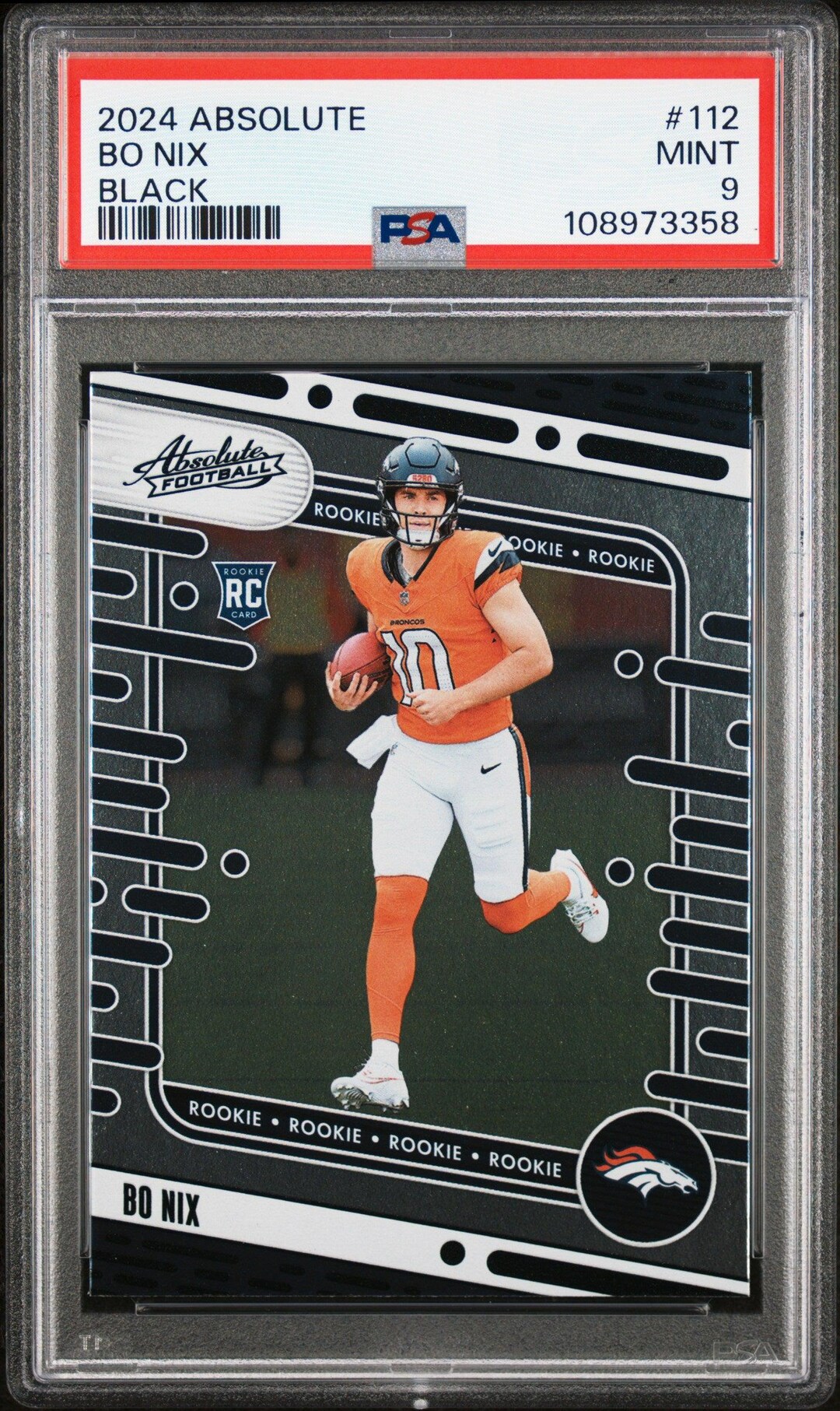 Graded 2024 Panini Absolute Bo Nix #112 Black Rookie RC Football Card ...