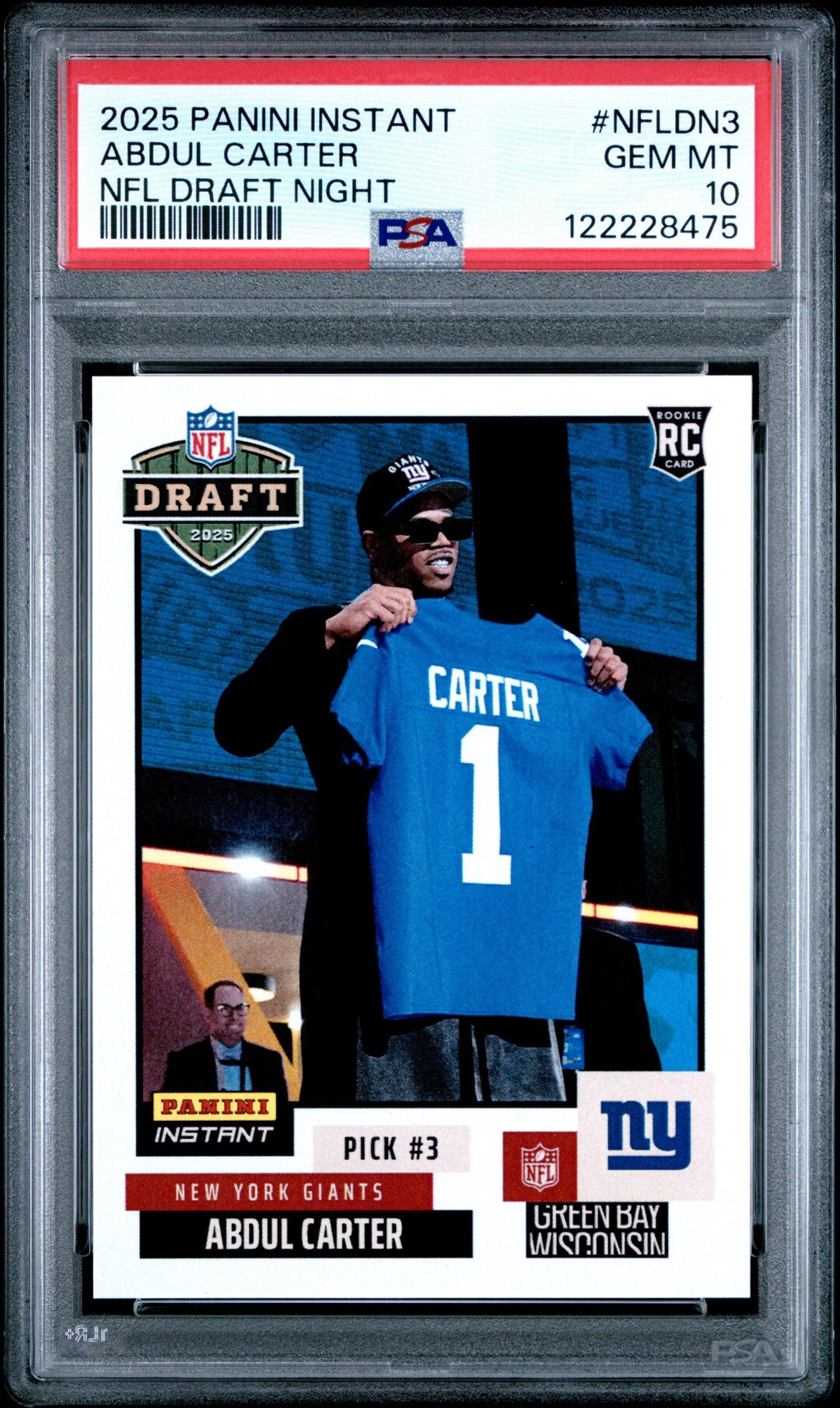 Graded 2025 Panini Instant Abdul Carter #NFLDN3 NFL Draft Night Rookie ...