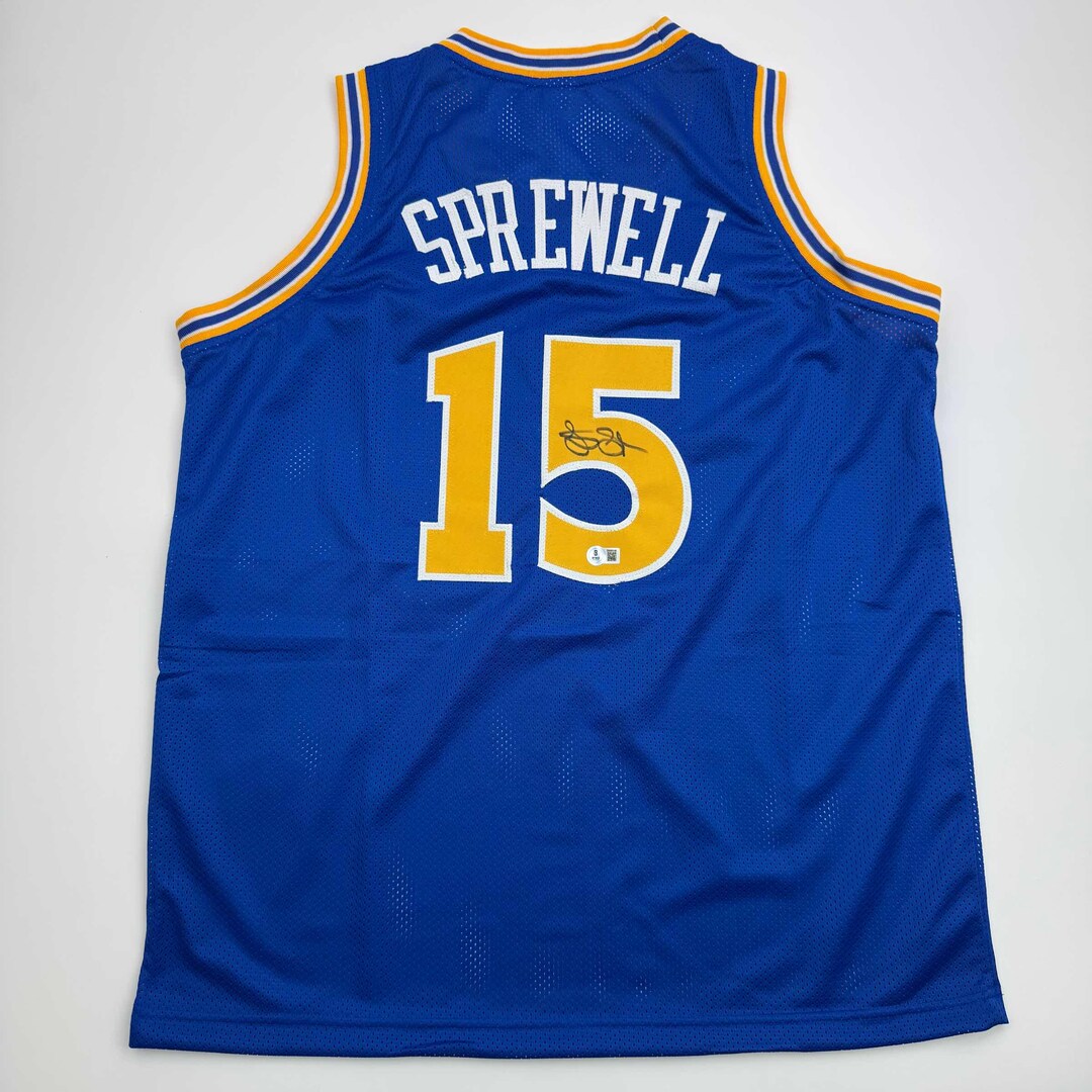 Autographed/signed Latrell Sprewell Golden State Blue Basketball Jersey ...