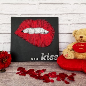 String Art KISS Wall Art Lips Romantic Home Decor Gift for - Etsy