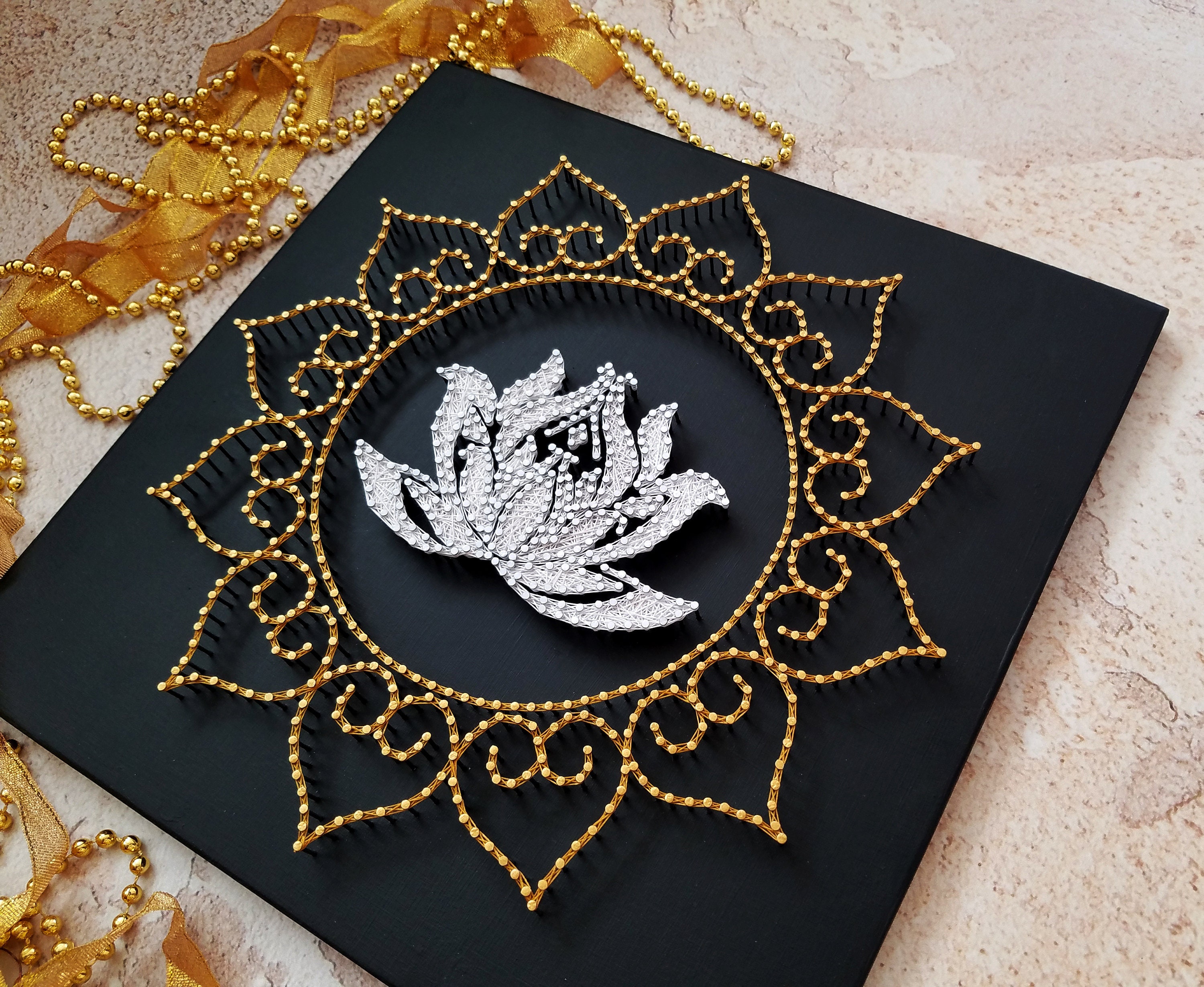 String Art Lotus Flower Mandala Sacred Geometry Wall Art - Etsy UK