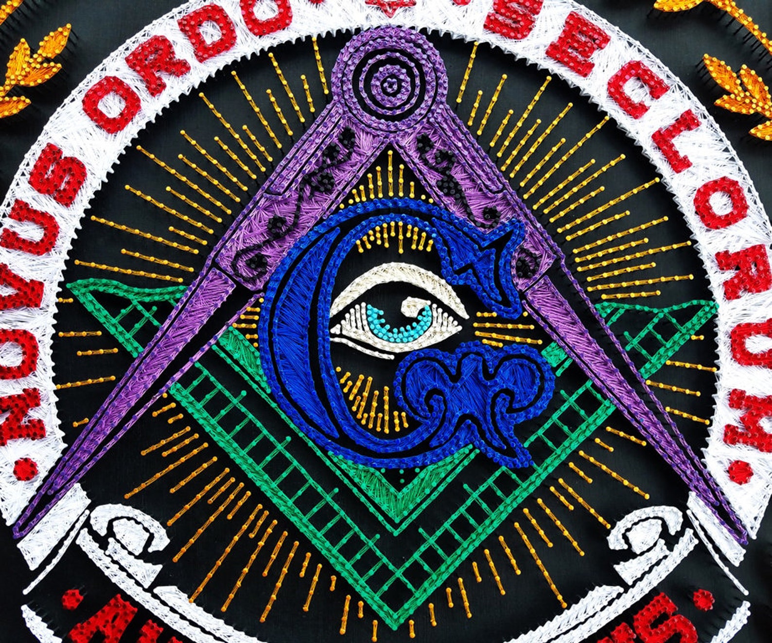 Eye of Providence String Art | Masonic Compass and Square Colorful ...