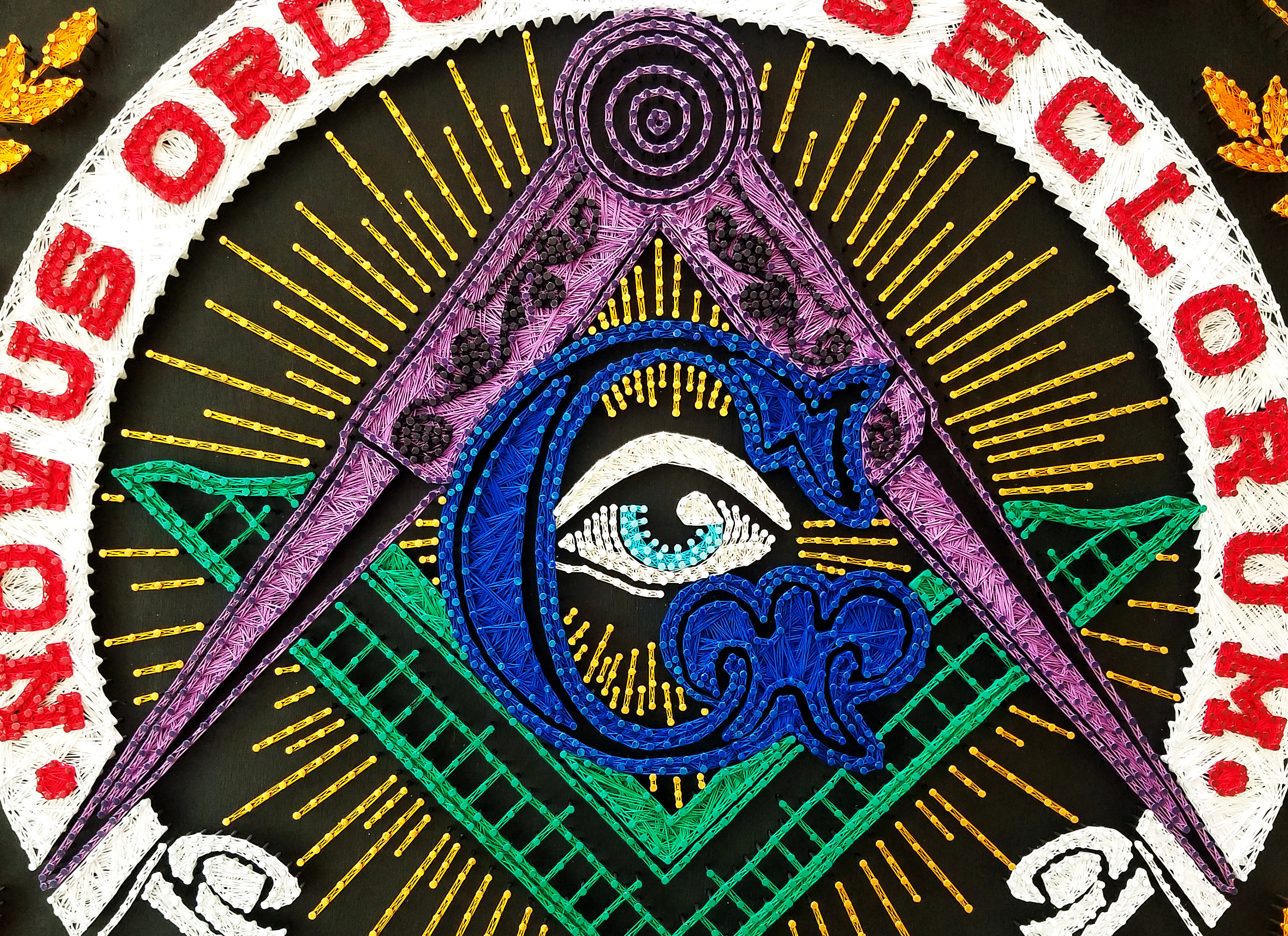 Eye of Providence String Art | Masonic Compass and Square Colorful ...