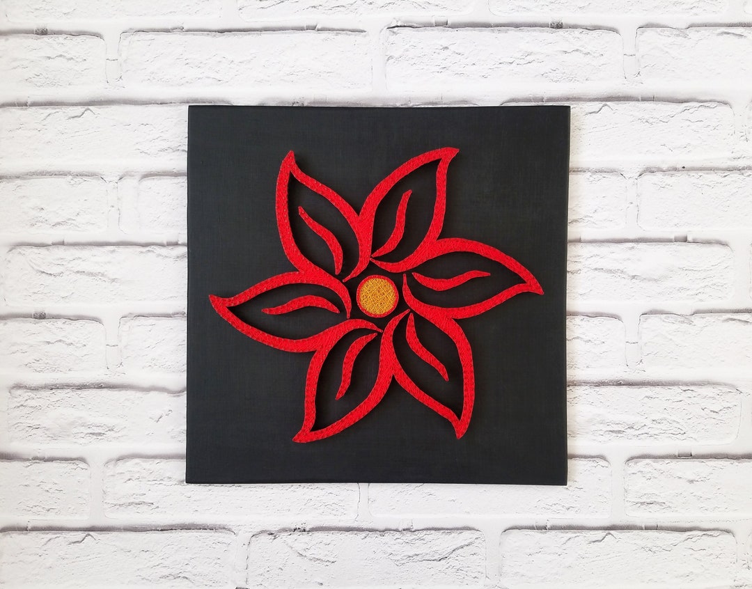 String Art Red Flower Sacred Geometry Wall Art Flower Gift - Etsy