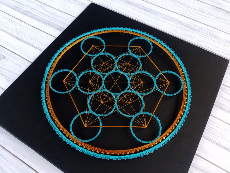 Metatron's Cube Wall Art | Sacred String Geometry | Metatron Cube Decor ...