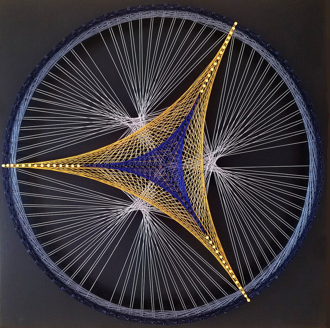 Magic Geometry, String Art Mandala, Gold Triangle Wall Hanging, Sacred Geometry, Gold Mandala ...