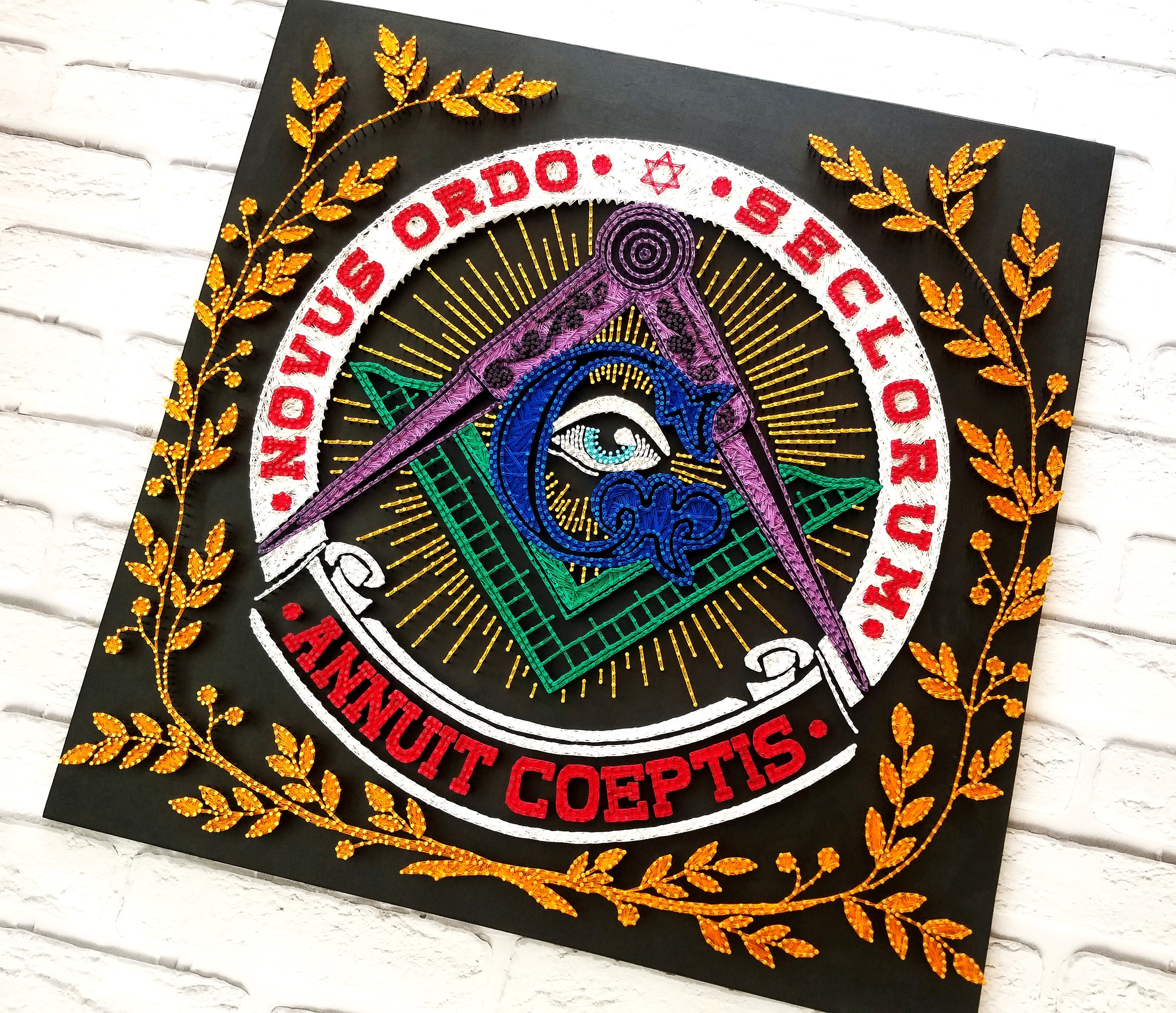 Eye of Providence String Art | Masonic Compass and Square Colorful ...