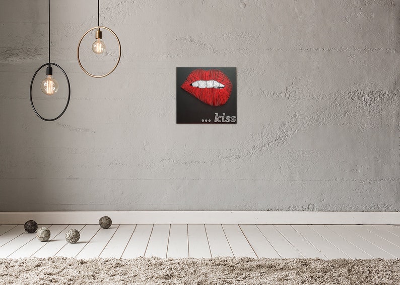 String Art KISS Wall Art Lips Romantic Home Decor Gift for - Etsy