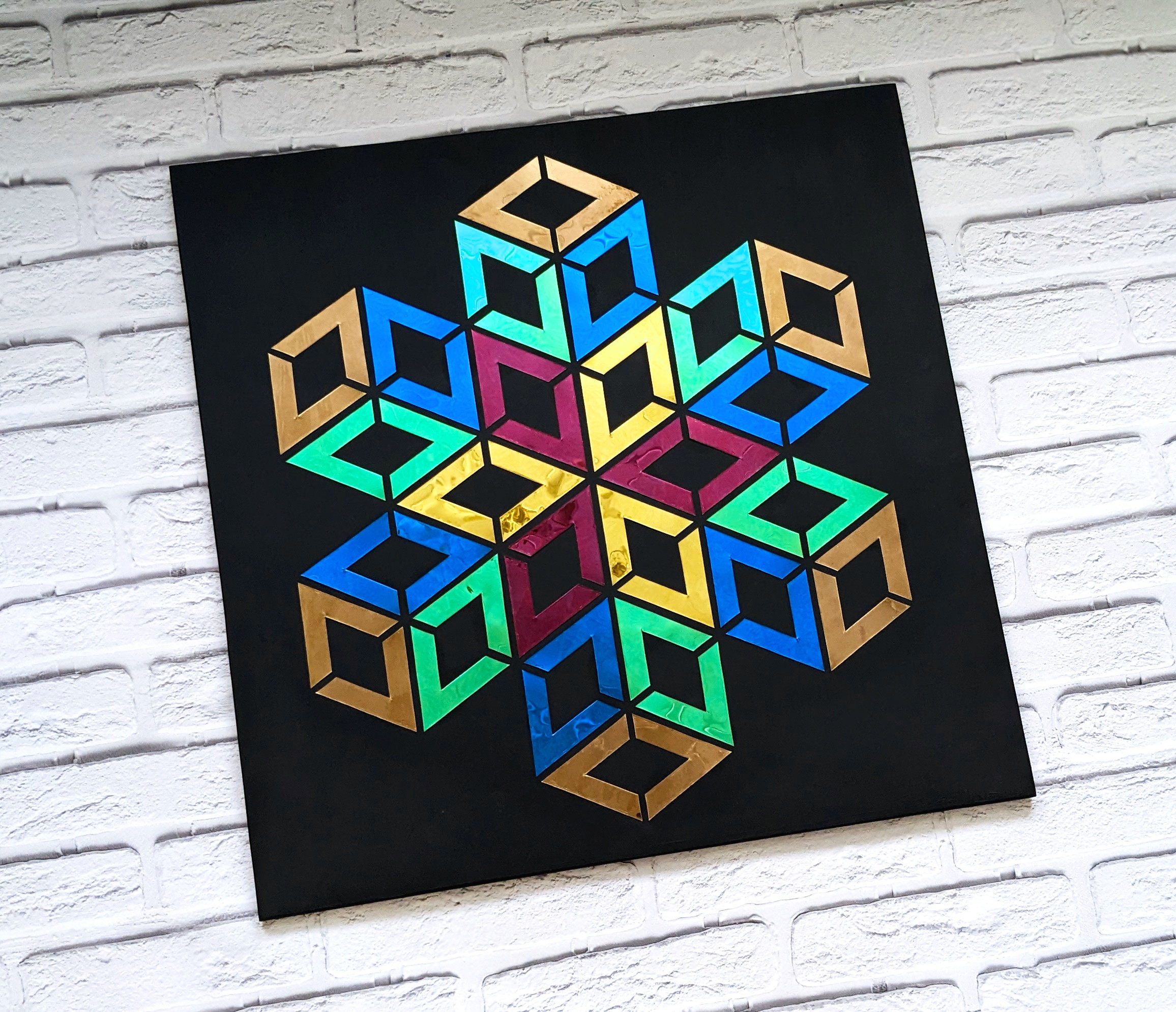 Metal Wall Art Rubik Cube | Colorful Geometry Hanging | Geometric ...