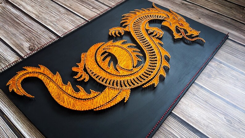 String Art Fire Dragon Chinese Dragon Wall Art Tea Ceremony Art Gold ...
