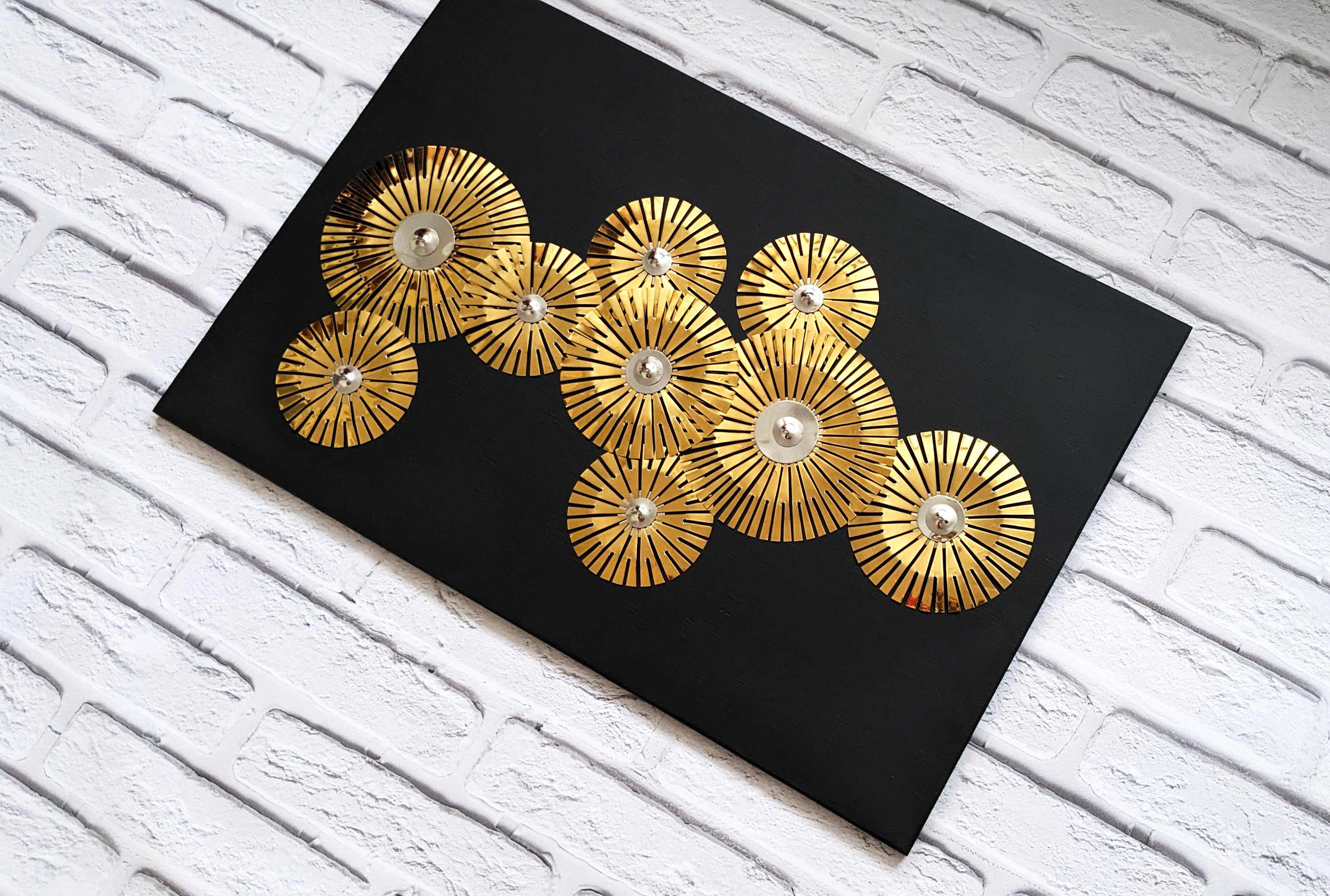 Metal Art Gold Circles Gold Floral Metal Art Gold Metal Mirror Decor ...