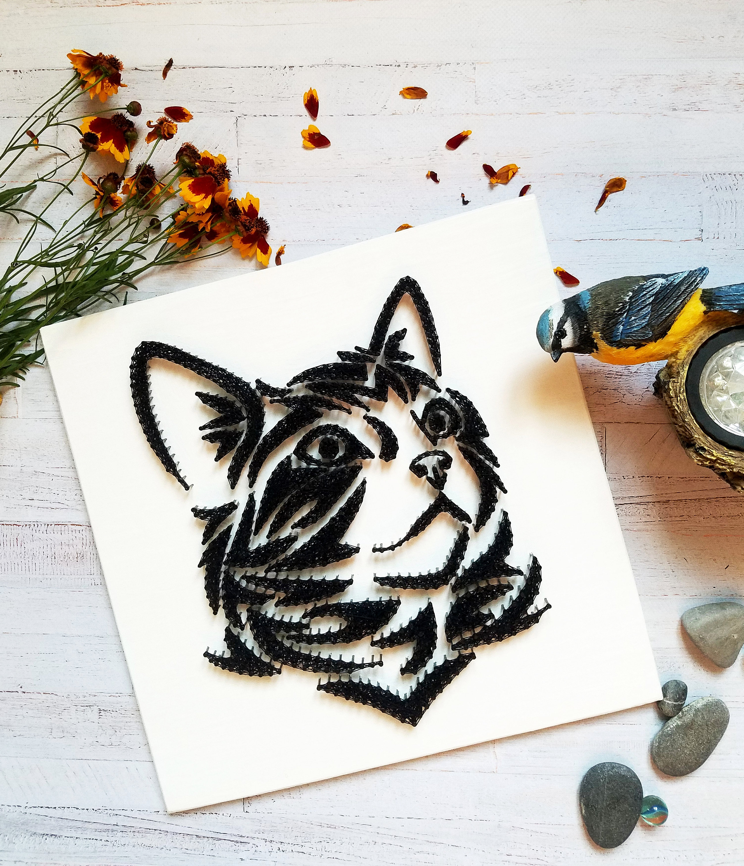 String Art Black Cat | Baby Girl Hanging | Black White Cat Wall Art ...