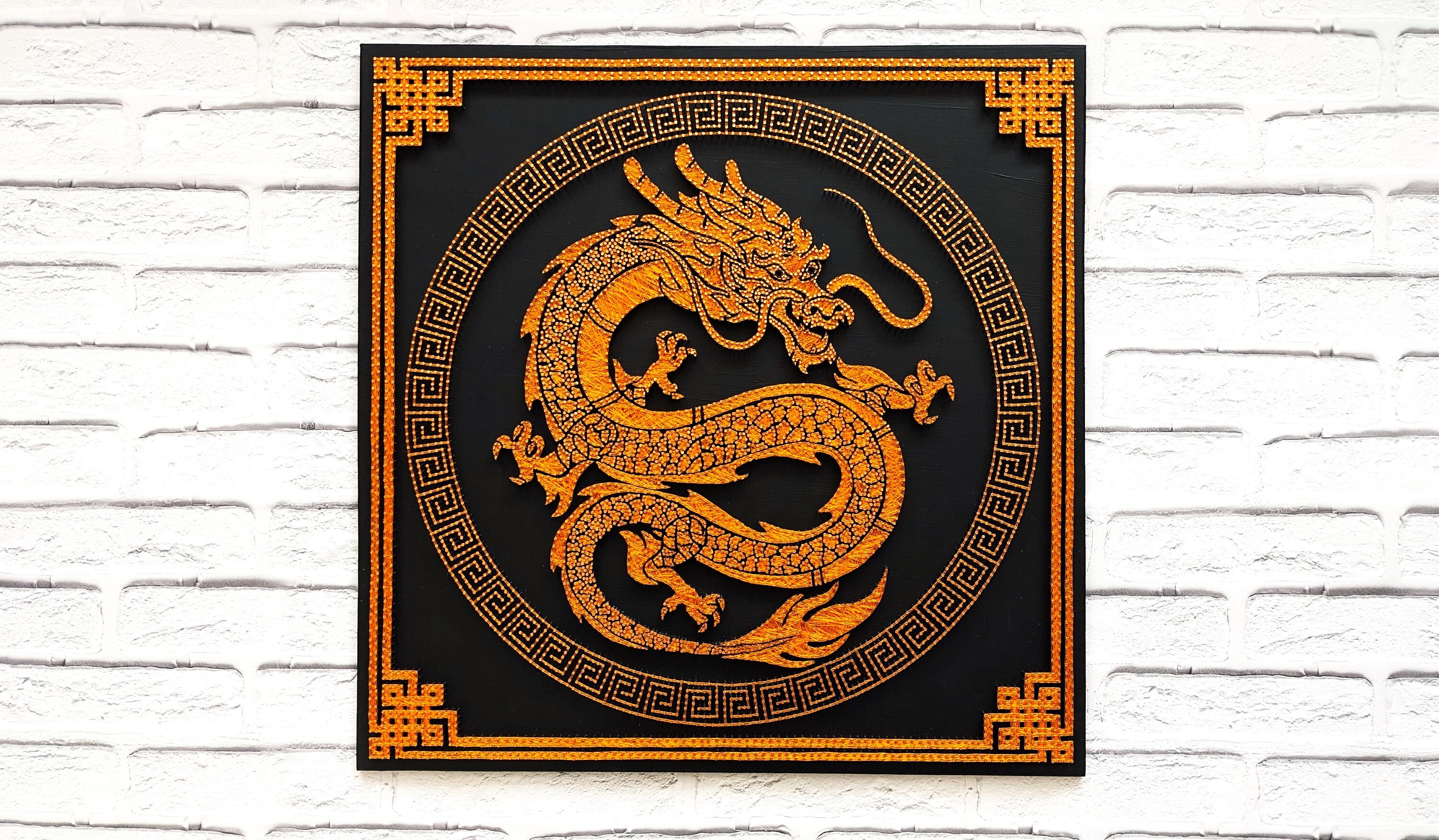 String Art Dragon Chinese Dragon Wall Art Tea Ceremony Art Gold Dragon ...
