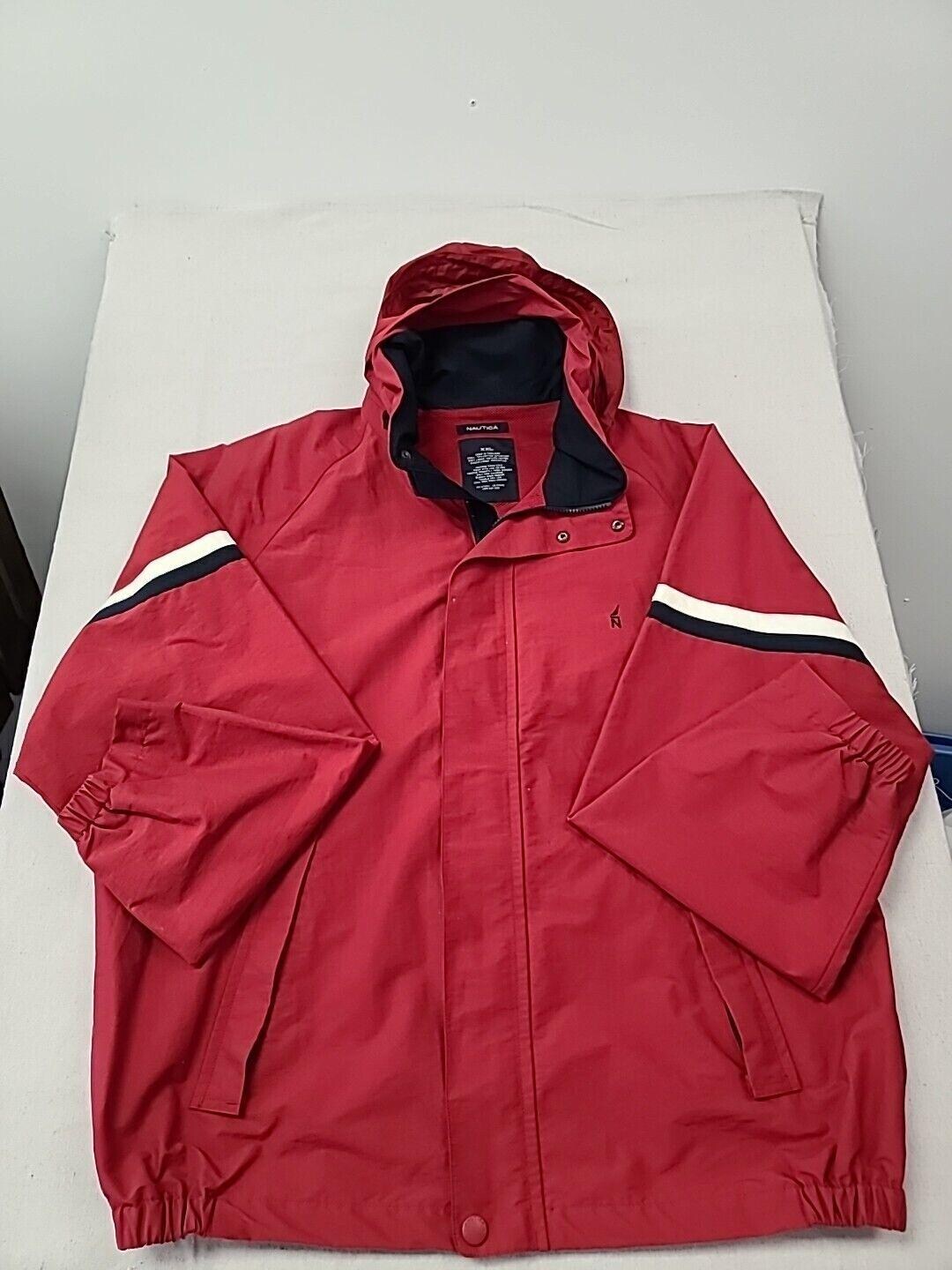 Vintage Mens XXL Red Nautica Sailing Nautical Jacket Hooded Windbreaker ...