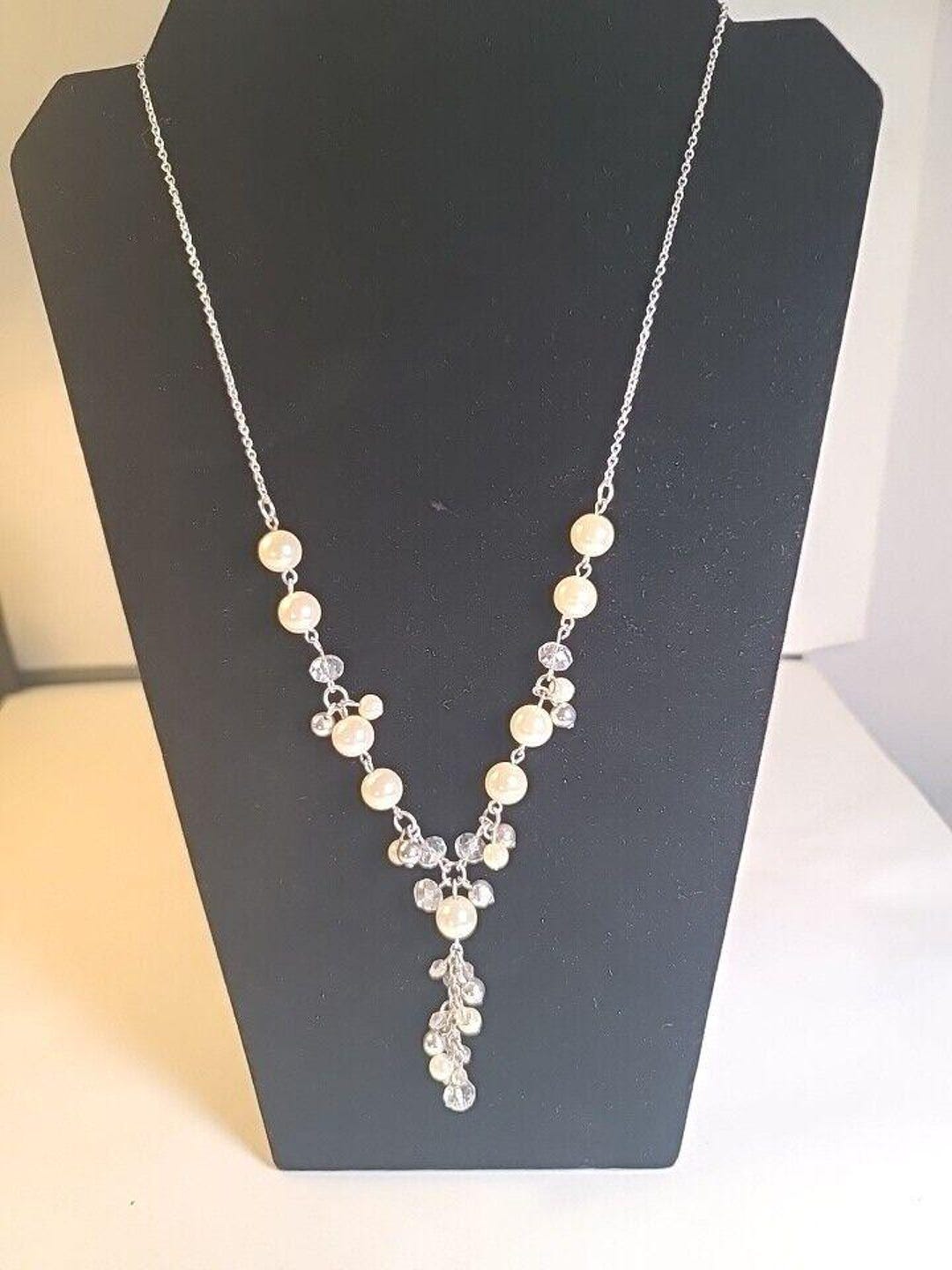Vintage Avon Jane Daisy Silver Tone Faux Pearl Beaded Necklace 26 ...