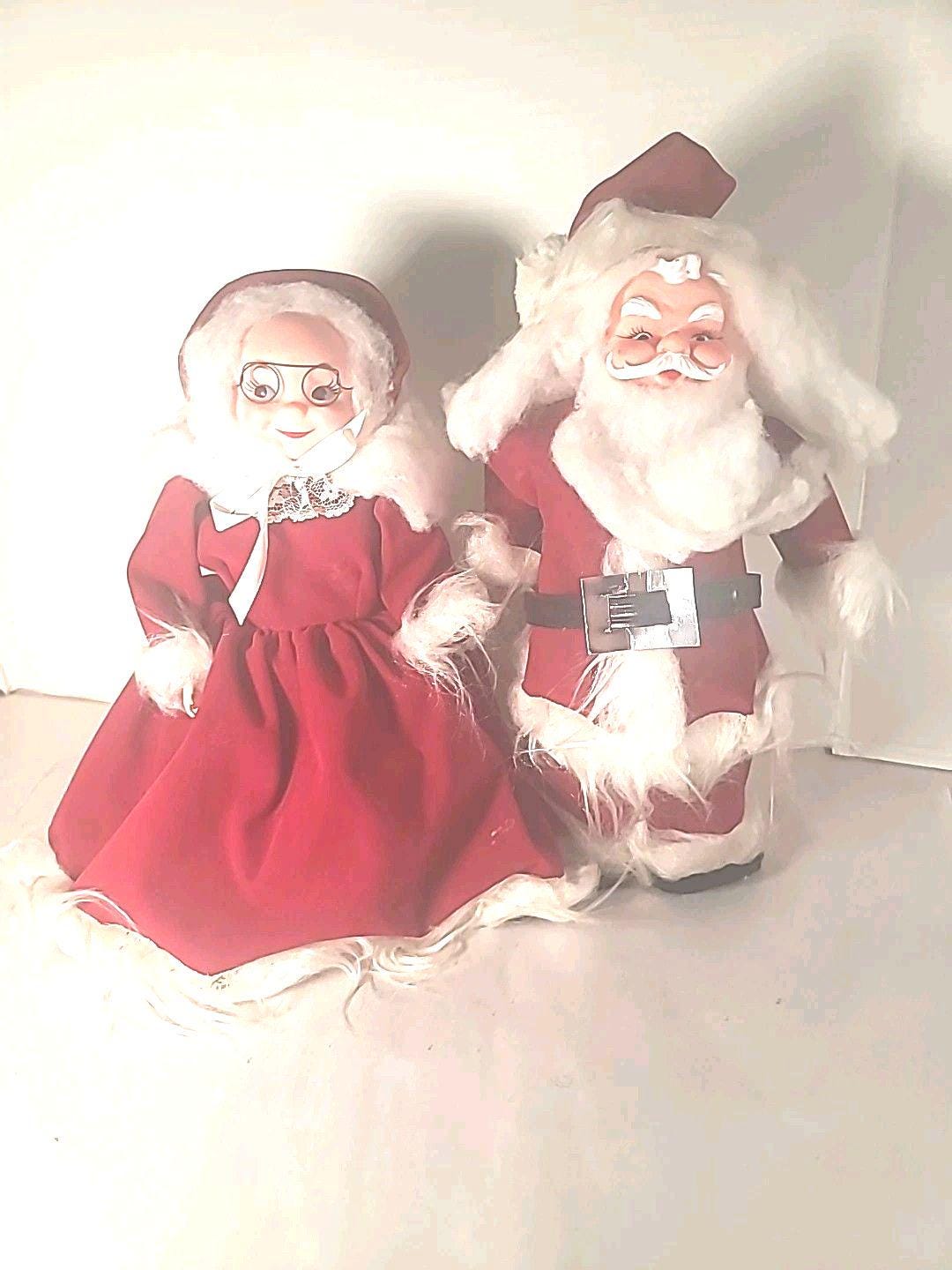 Vintage 12" MCM Christmas Santa & Mrs. Claus Dolls Kitsche Hand Made - Etsy