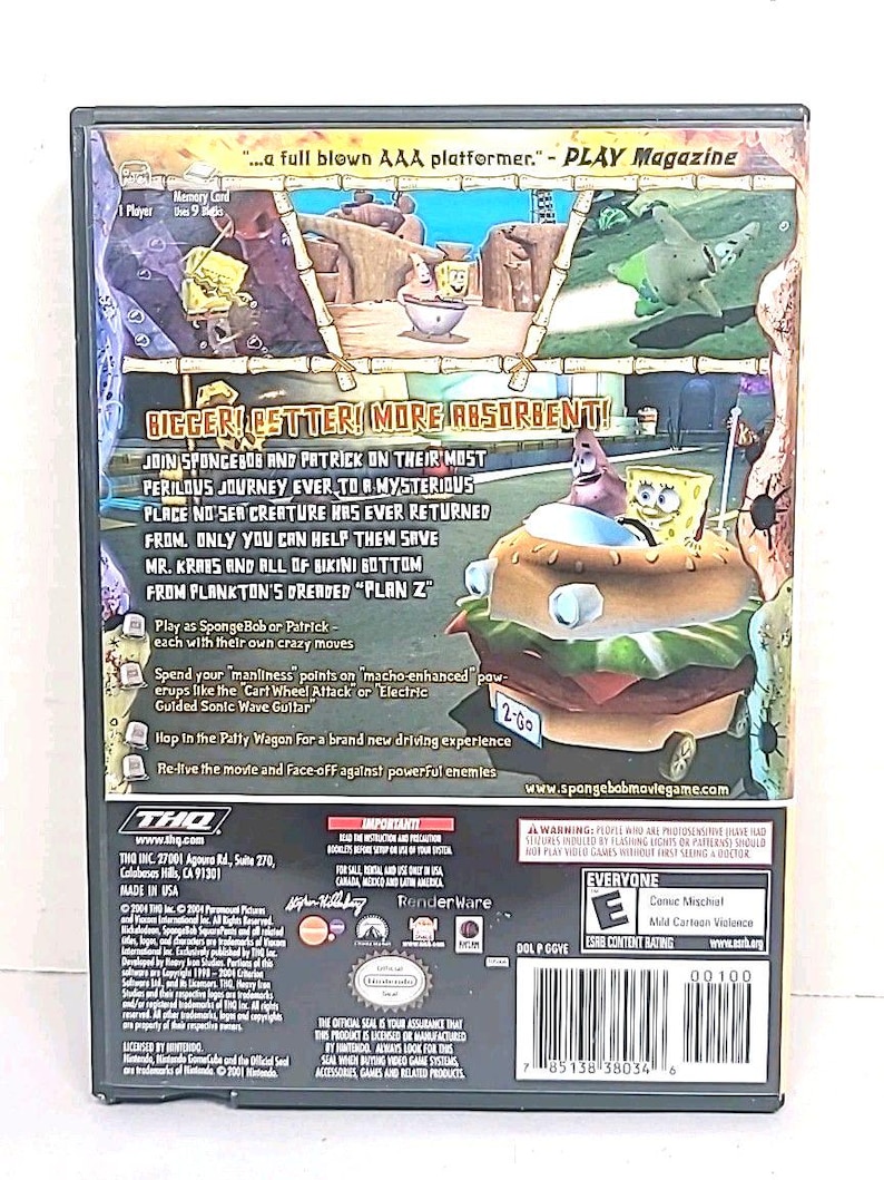 Spongebob Squarepants Movie (nintendo Gamecube, 2004) - Etsy