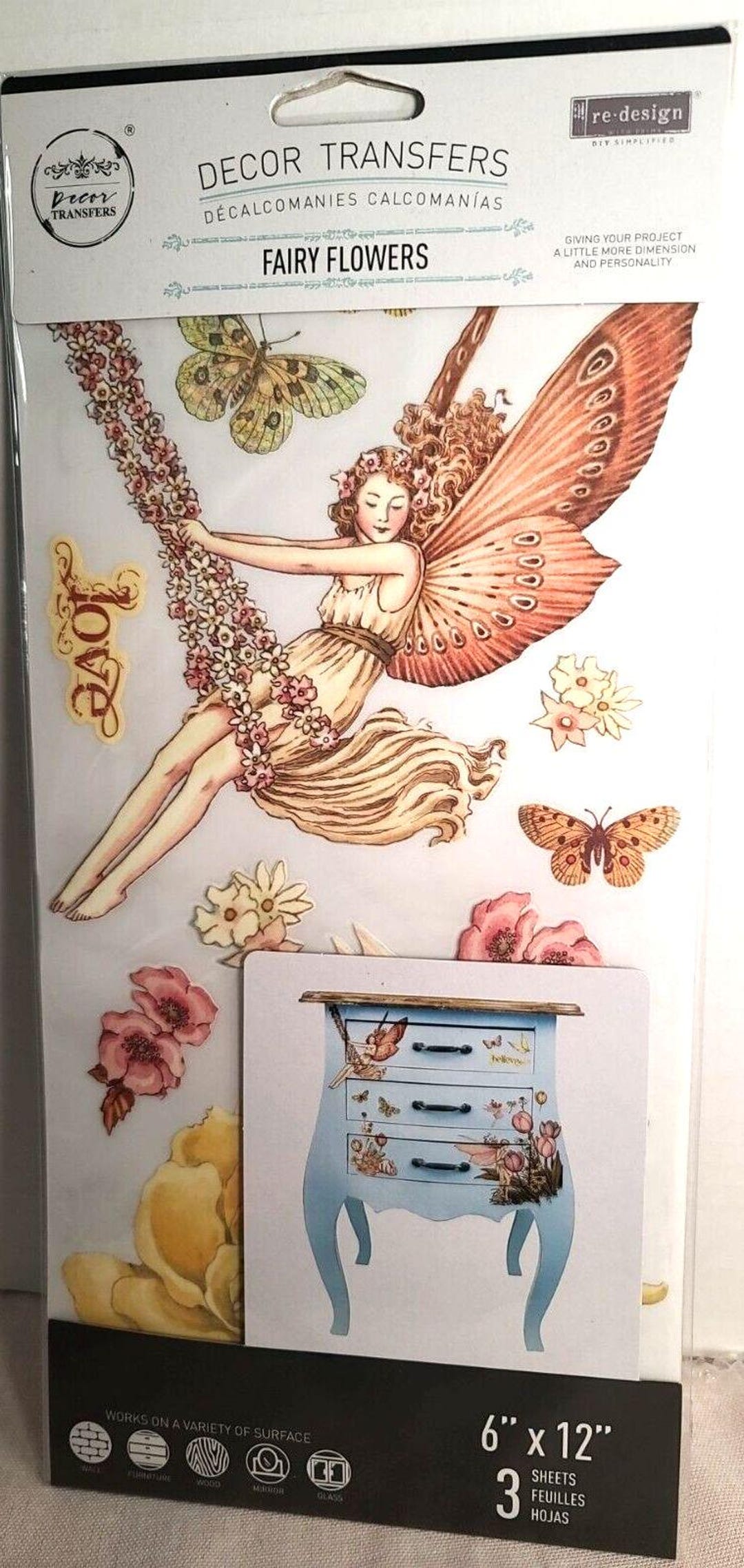 NEW Fairy Flowers - Redesign With Prima Mini Decor Transfer 6" X 12" - Etsy