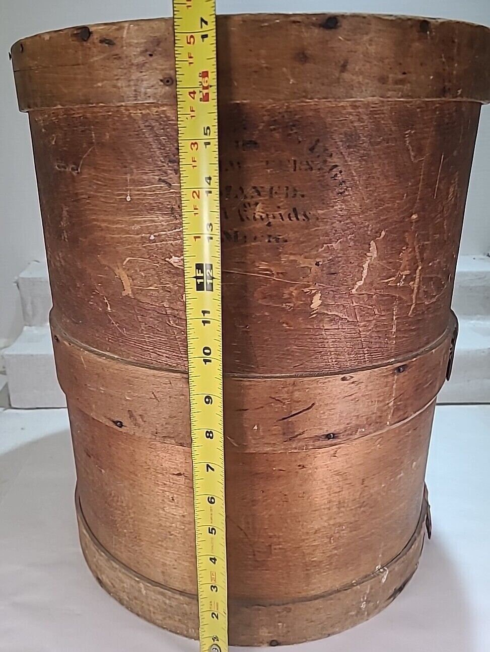 Antique RARE Round Bent Wooden Cheese Pantry Box 14-1/4 X 17-1/4 ...