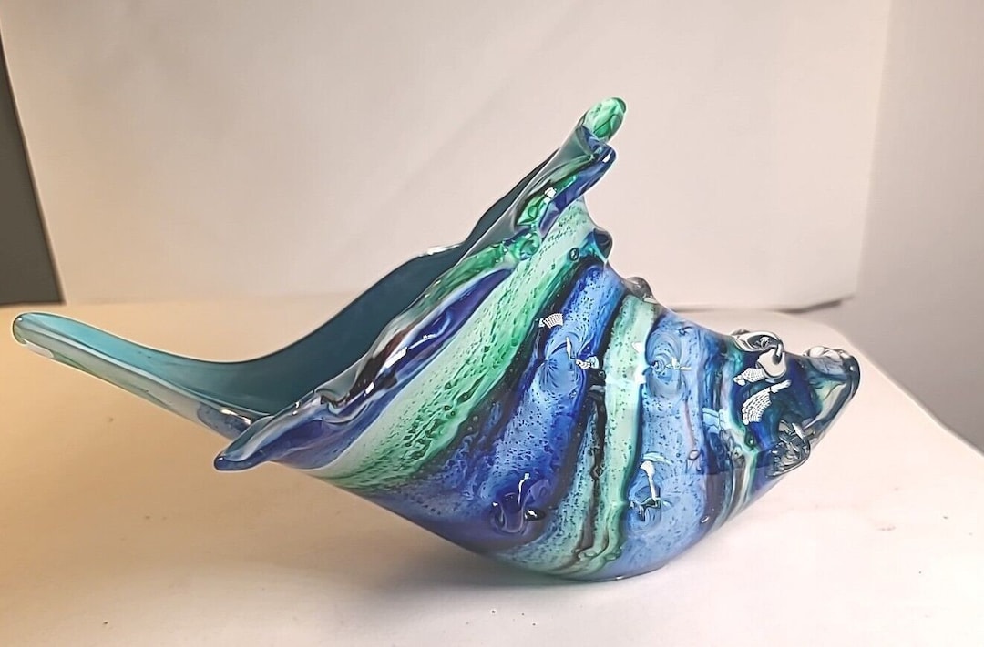 Large Stunning Glass Nautical Conch Hand Blown Seashell Art Glass ...