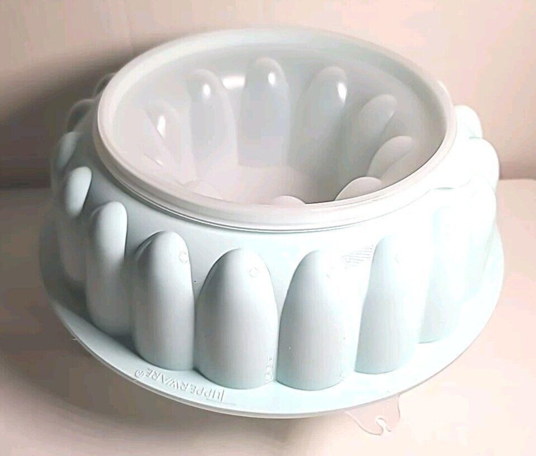 Vintage 3 Piece Tupperware Aqua Blue Jello Gelatin Mold W/ Lids Jel ...