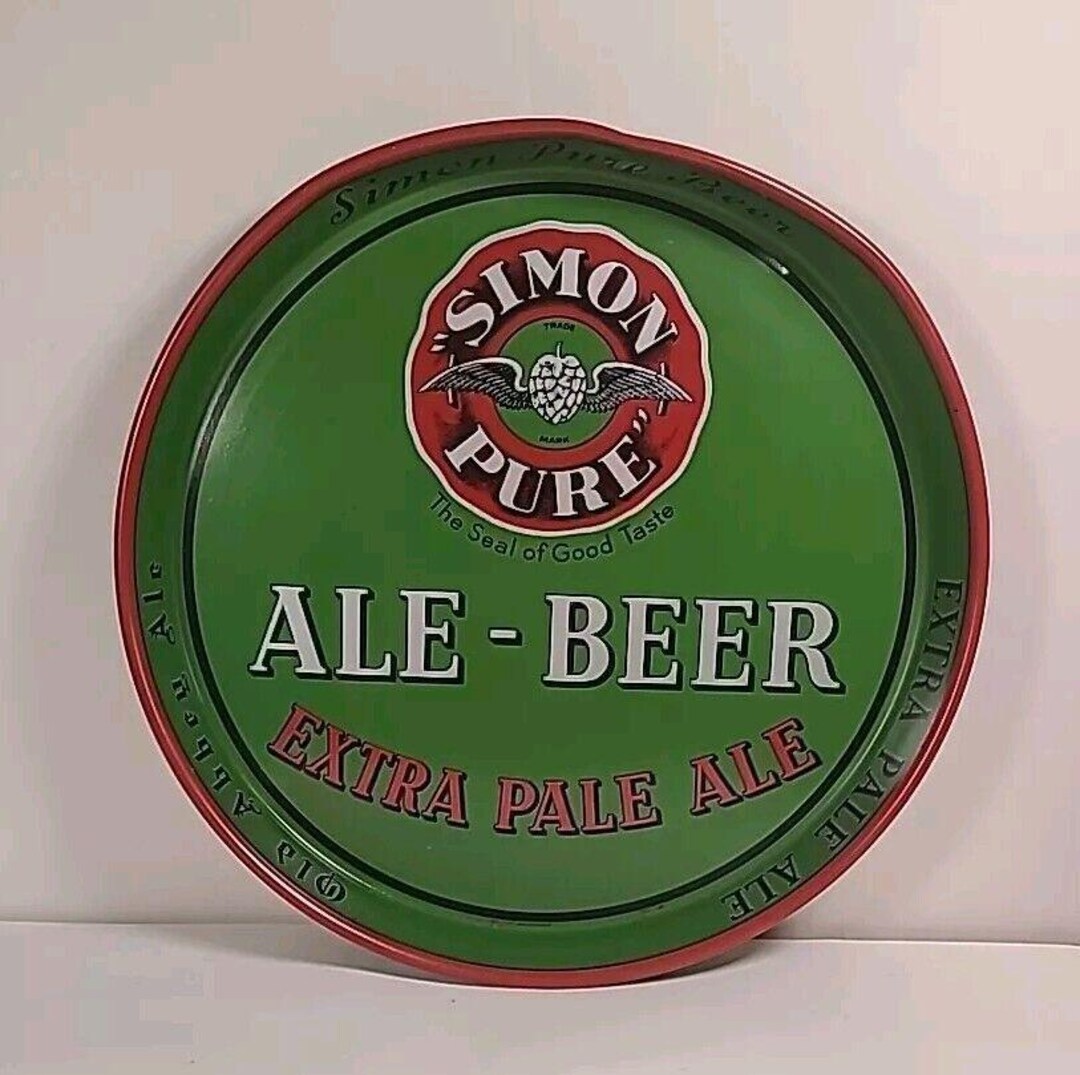 Vintage Simon Pure Beer Round Metal Tray Buffalo NY Extra Pale Ale 12 ...