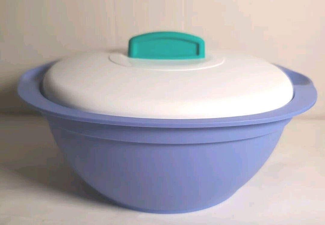 Tupperware 2 Pc Legacy Serving Dish Includes Bowl & Lid Blue/teal/white ...