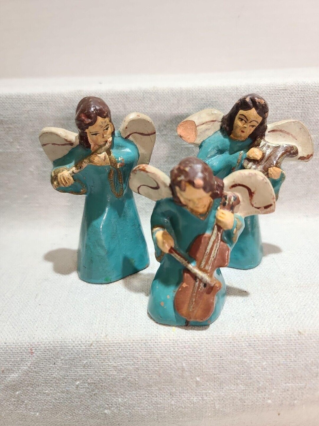 Antique Set of 3 Nativity Angel's Made in France 4" Christmas Nativity ...
