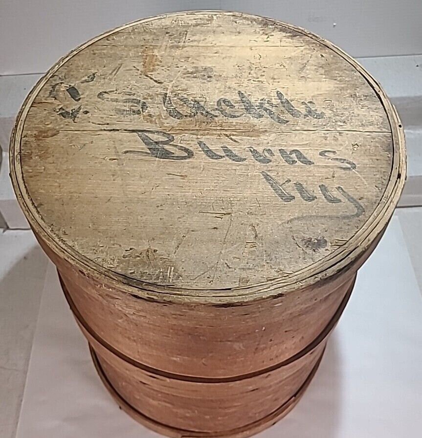 Antique RARE Round Bent Wooden Cheese Pantry Box 14-1/4 X 17-1/4 ...