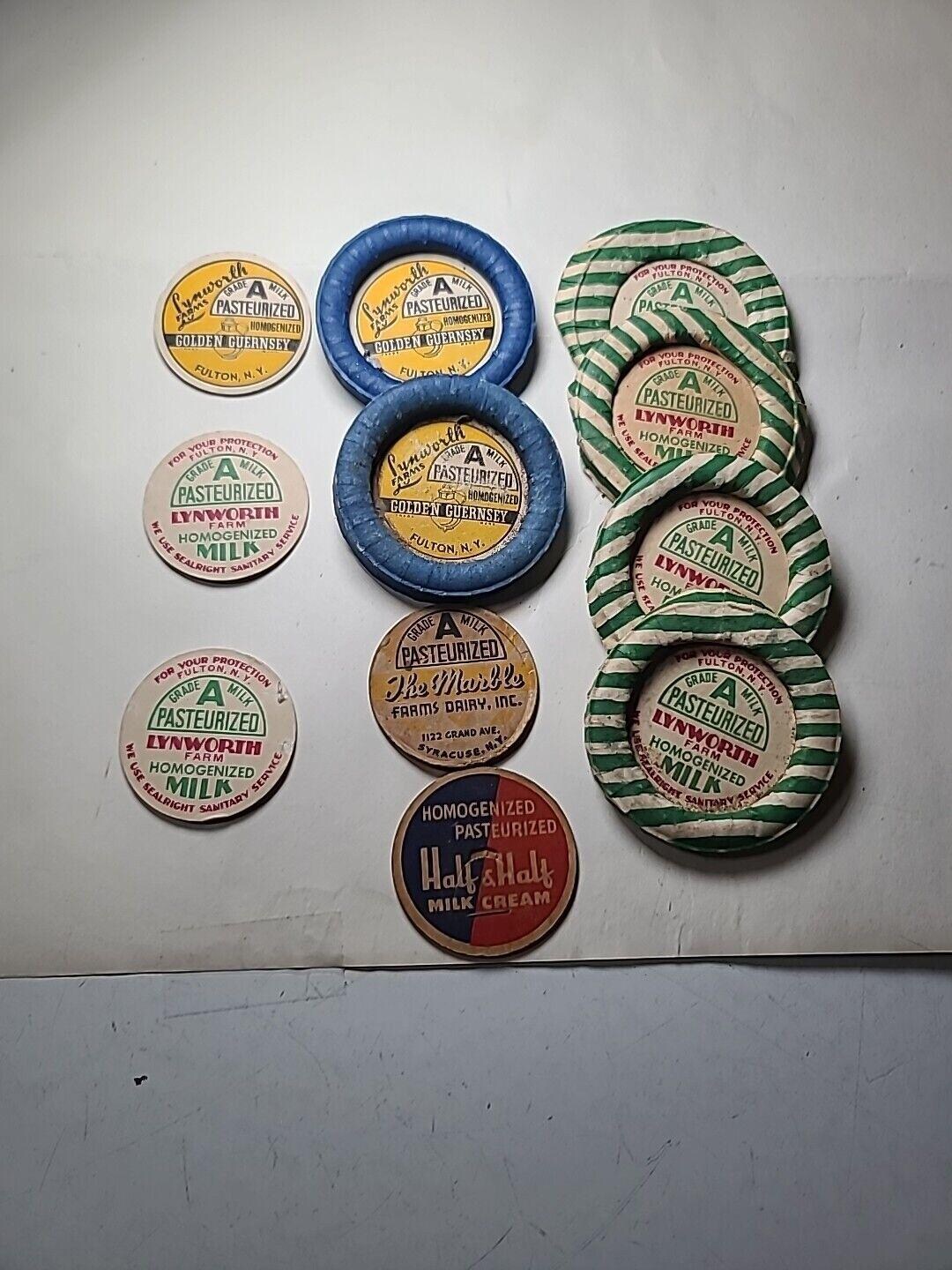 Vintage Milk Caps Lot of 11 New Waxed Paper Bottle Lids Lynworth Farms ...