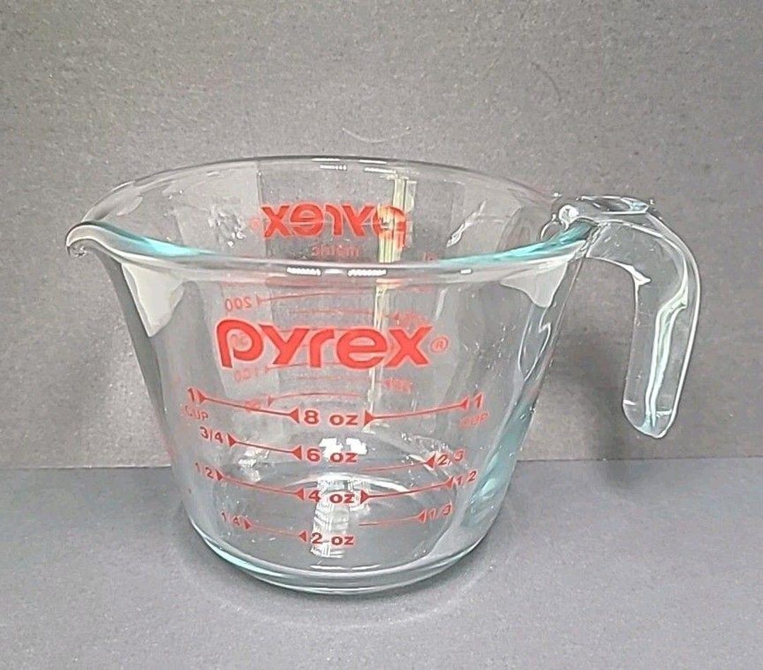 Vintage Pyrex Measuring Cup Open Handle 1 Cup Red Lettering - Etsy