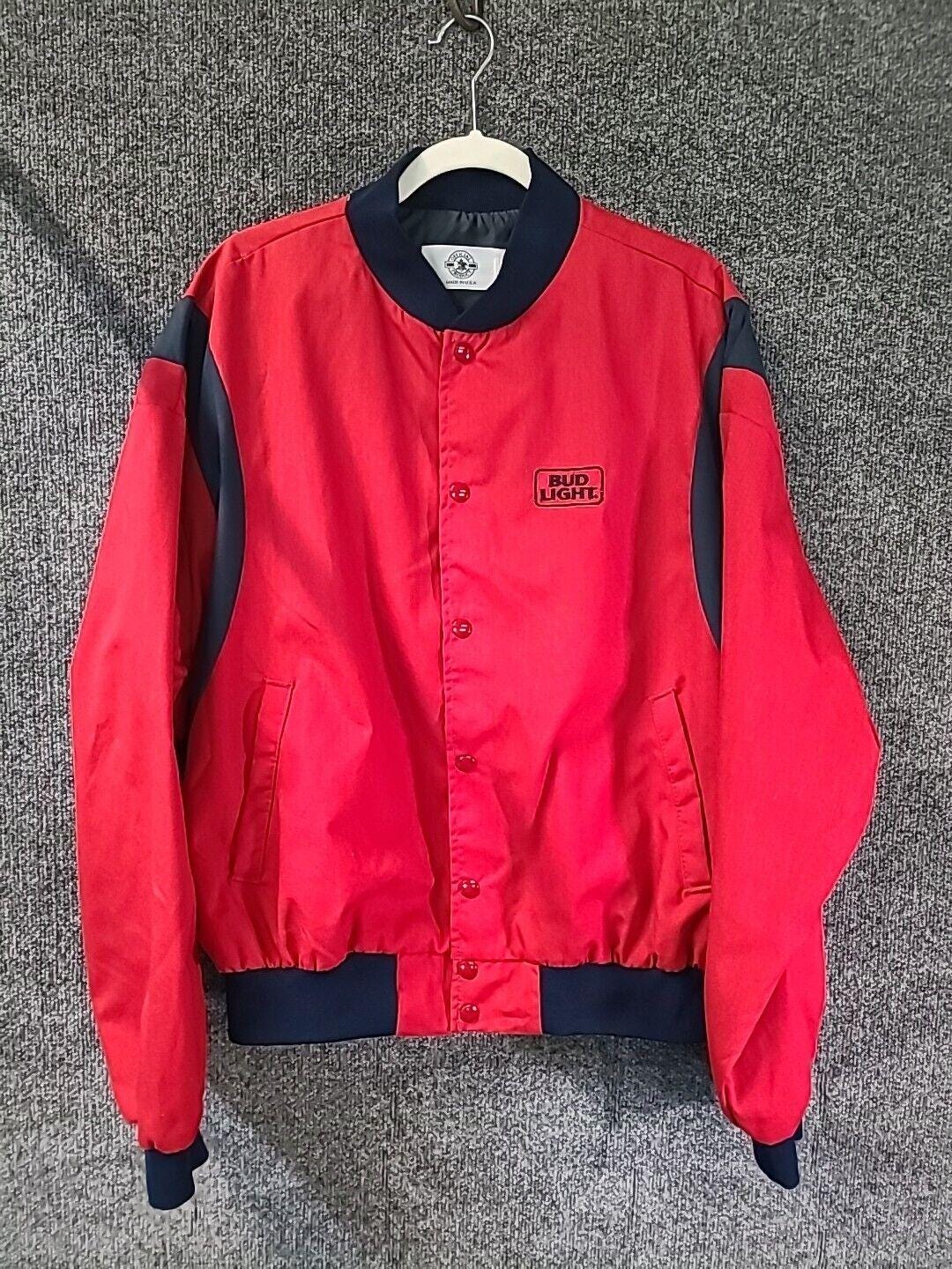RARE NWOT Vintage Bud Light Jacket XL Mens Red Embroidered Made in Usa ...