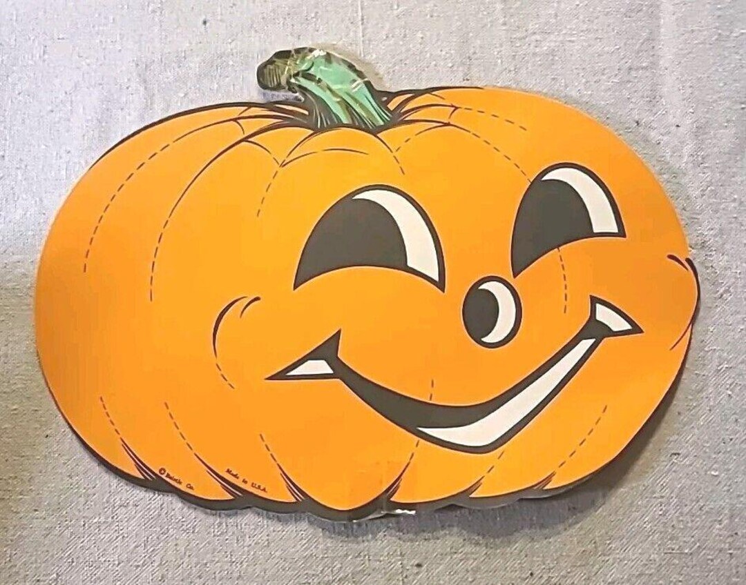 Vintage Beistle Pumpkin Jack O Lantern Die Cut Decoration 60's 2 Sided ...