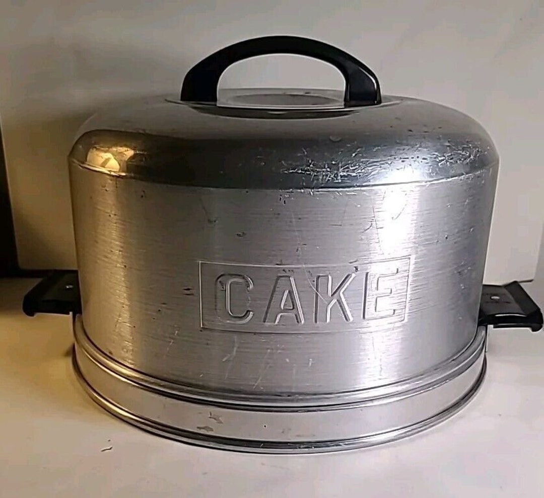 Vintage MCM Kromex Aluminum 2 Pc Cake Carrier Metal/storage Marked CAKE ...