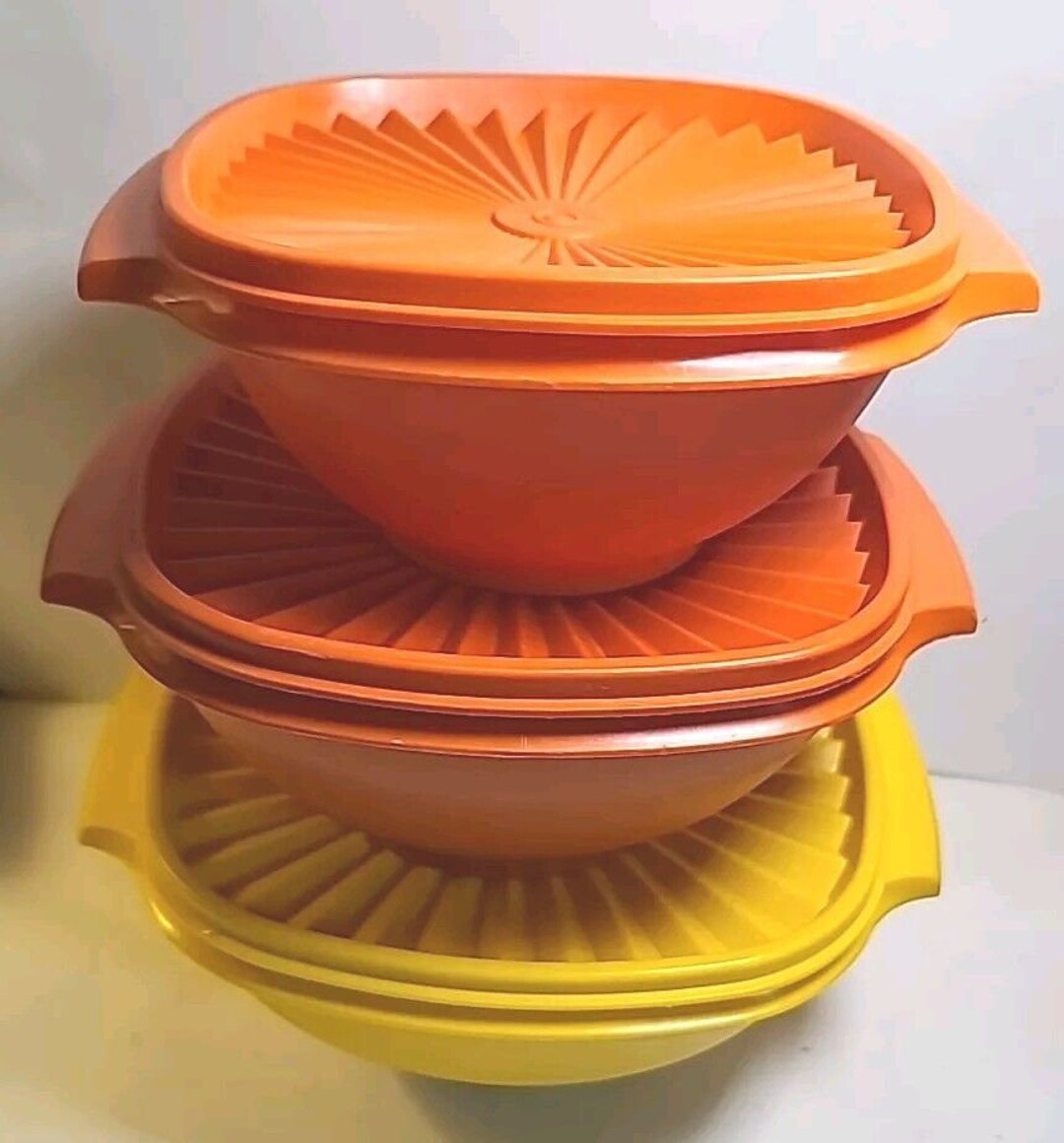 Complete Set 3 Vintage Nesting Harvest Tupperware Storage Bowls W/lids ...