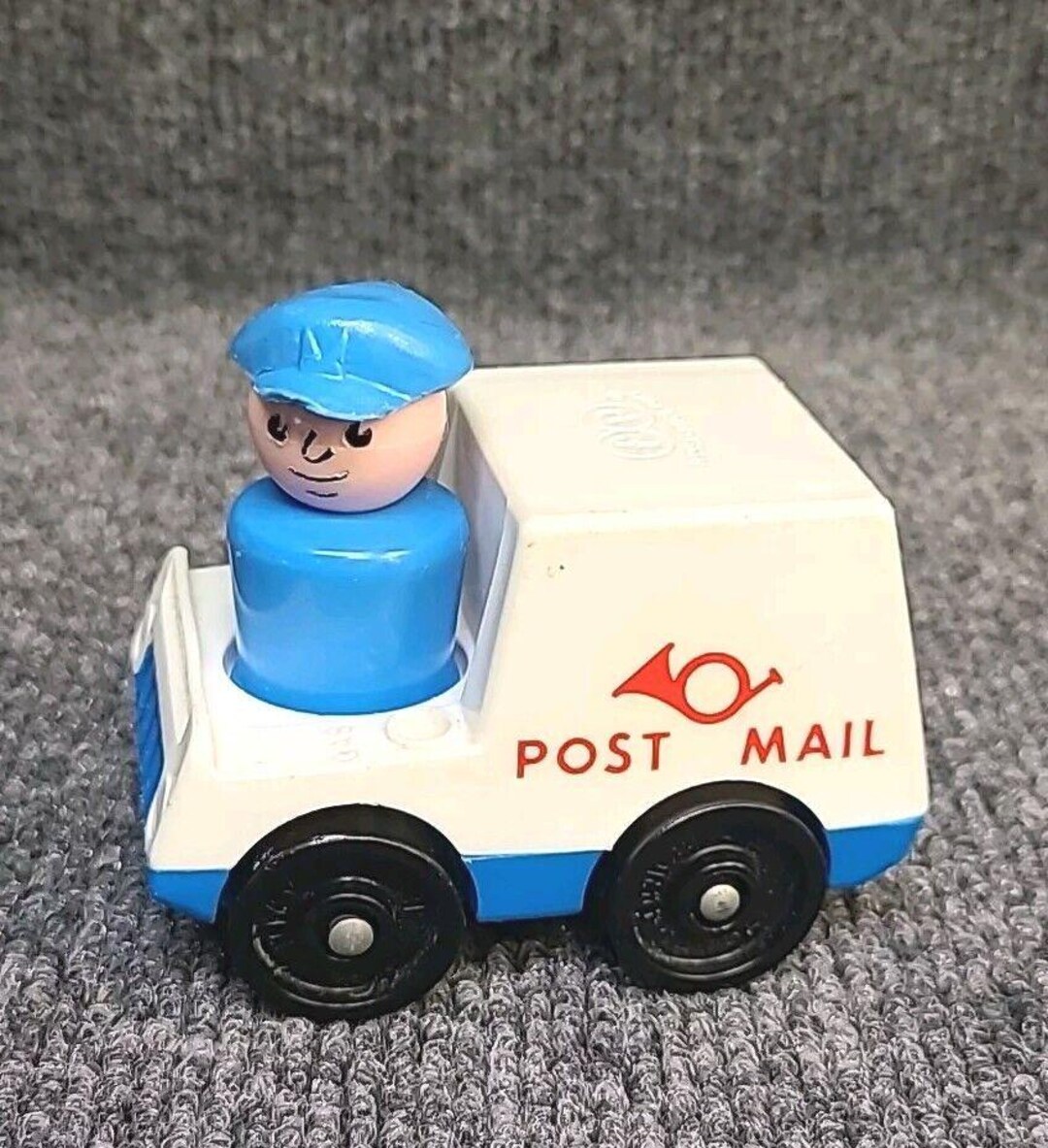 Vintage Fisher Price Little People Blue Postman Post Mail Truck Red ...