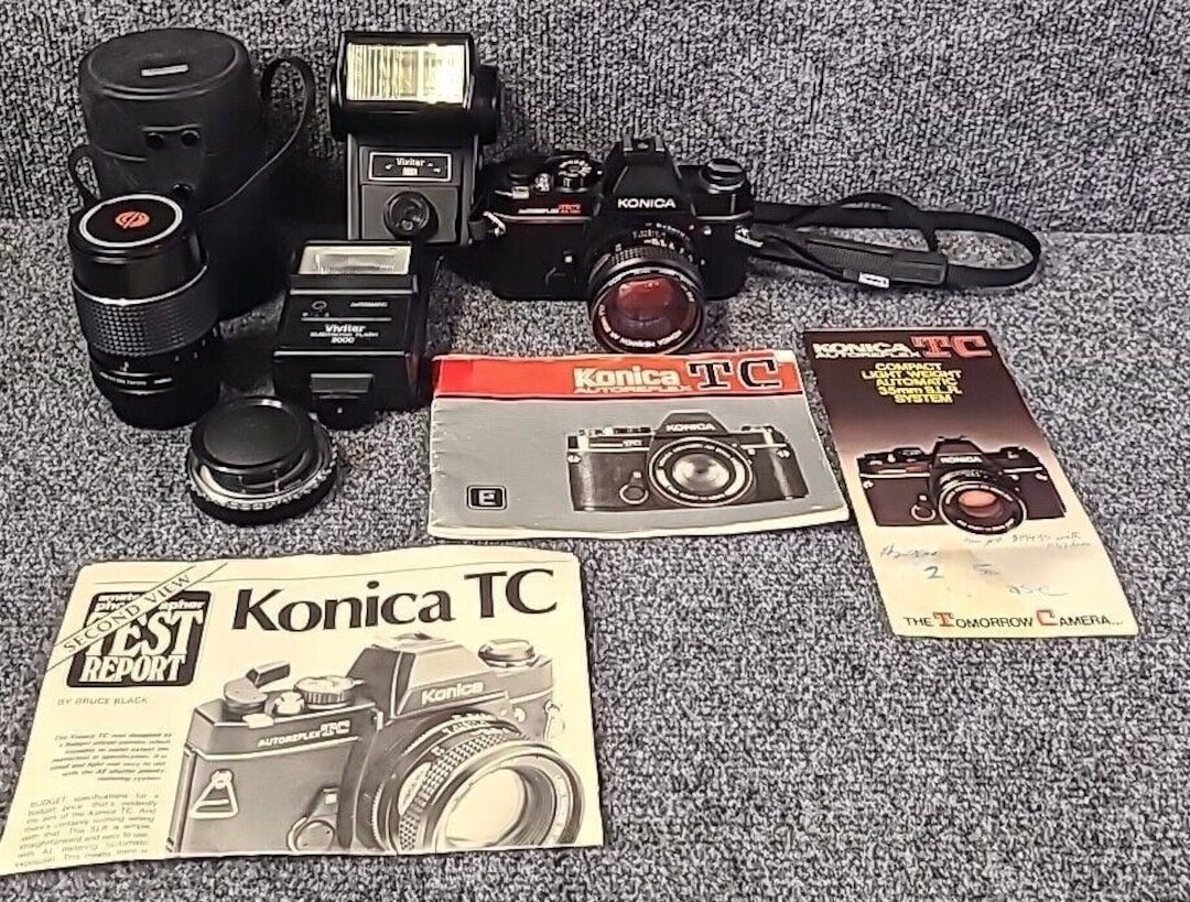 Vtg Konica Autoflex TC 35mm Film Camera W/hexanon AR 50mm F1.7-135 F3.5 ...