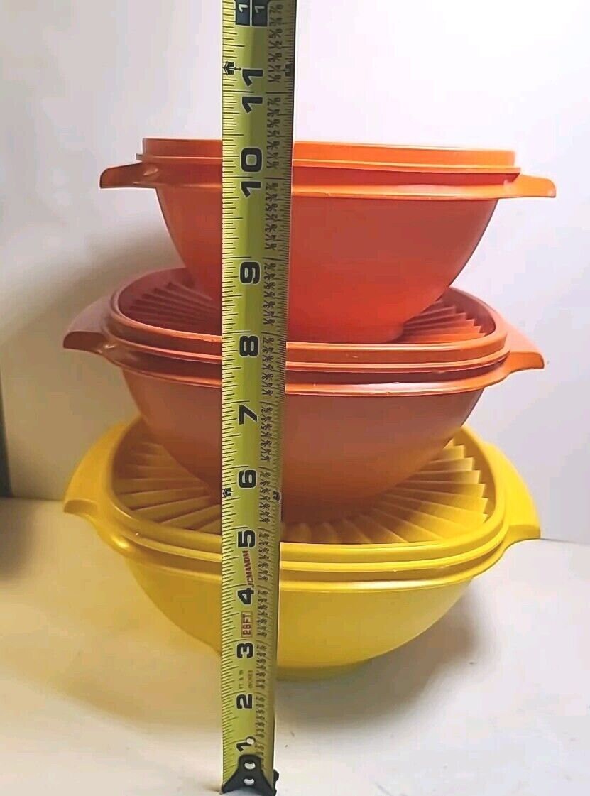 Complete Set 3 Vintage Nesting Harvest Tupperware Storage Bowls W/lids ...
