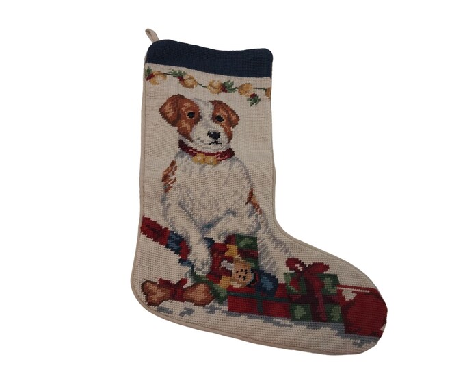 Union Trading Company Needlepoint Christmas Stocking Jack Russell ...