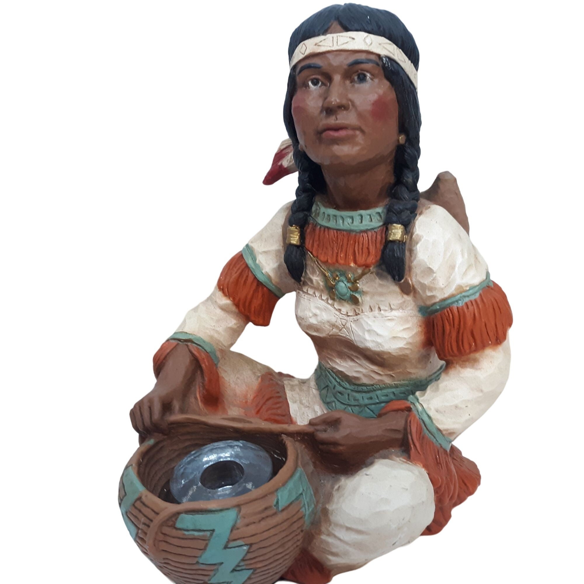 Native American Indian Woman With Papoose Baby Statue Incense Burner ...