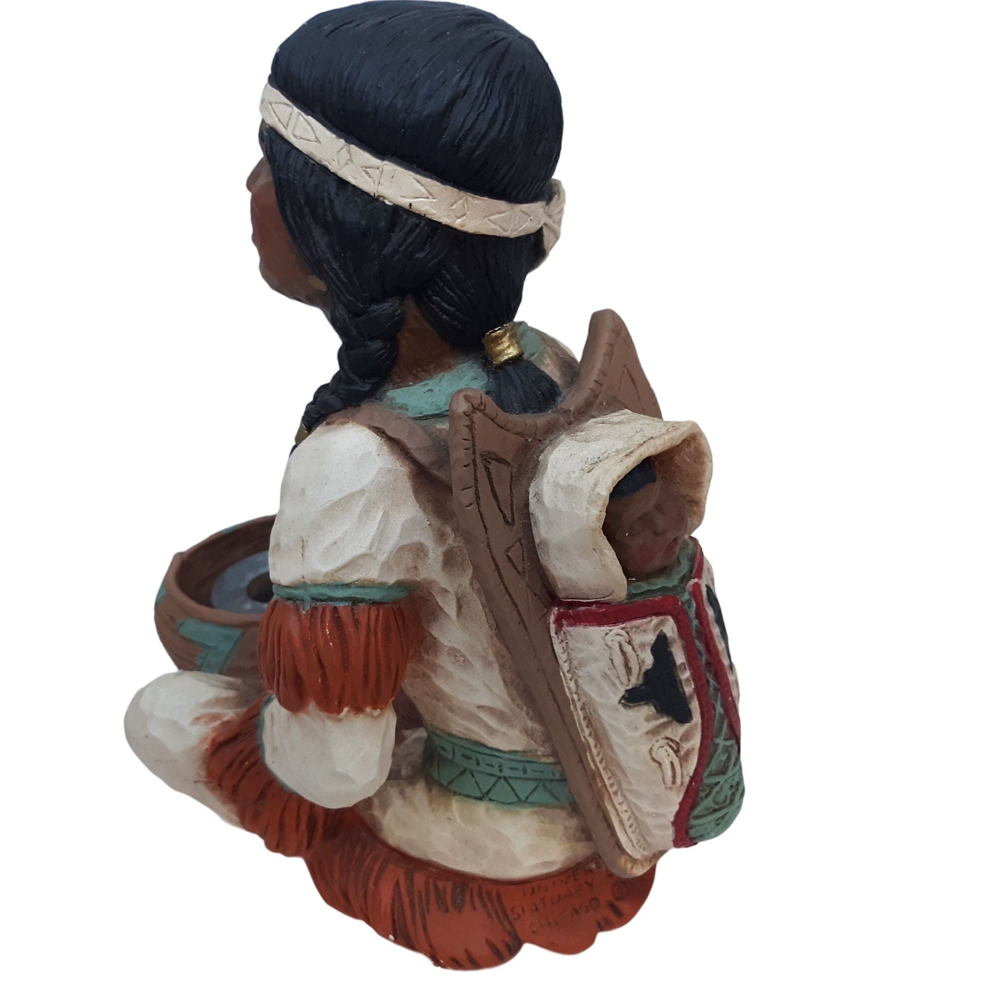 Native American Indian Woman With Papoose Baby Statue Incense Burner ...