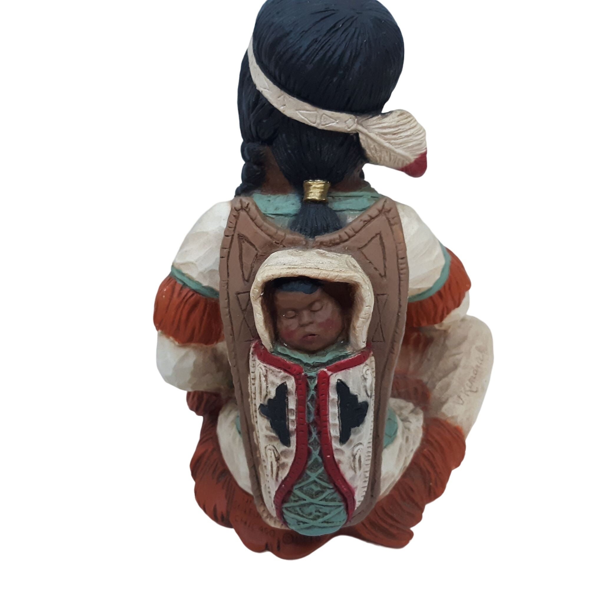 Native American Indian Woman With Papoose Baby Statue Incense Burner ...