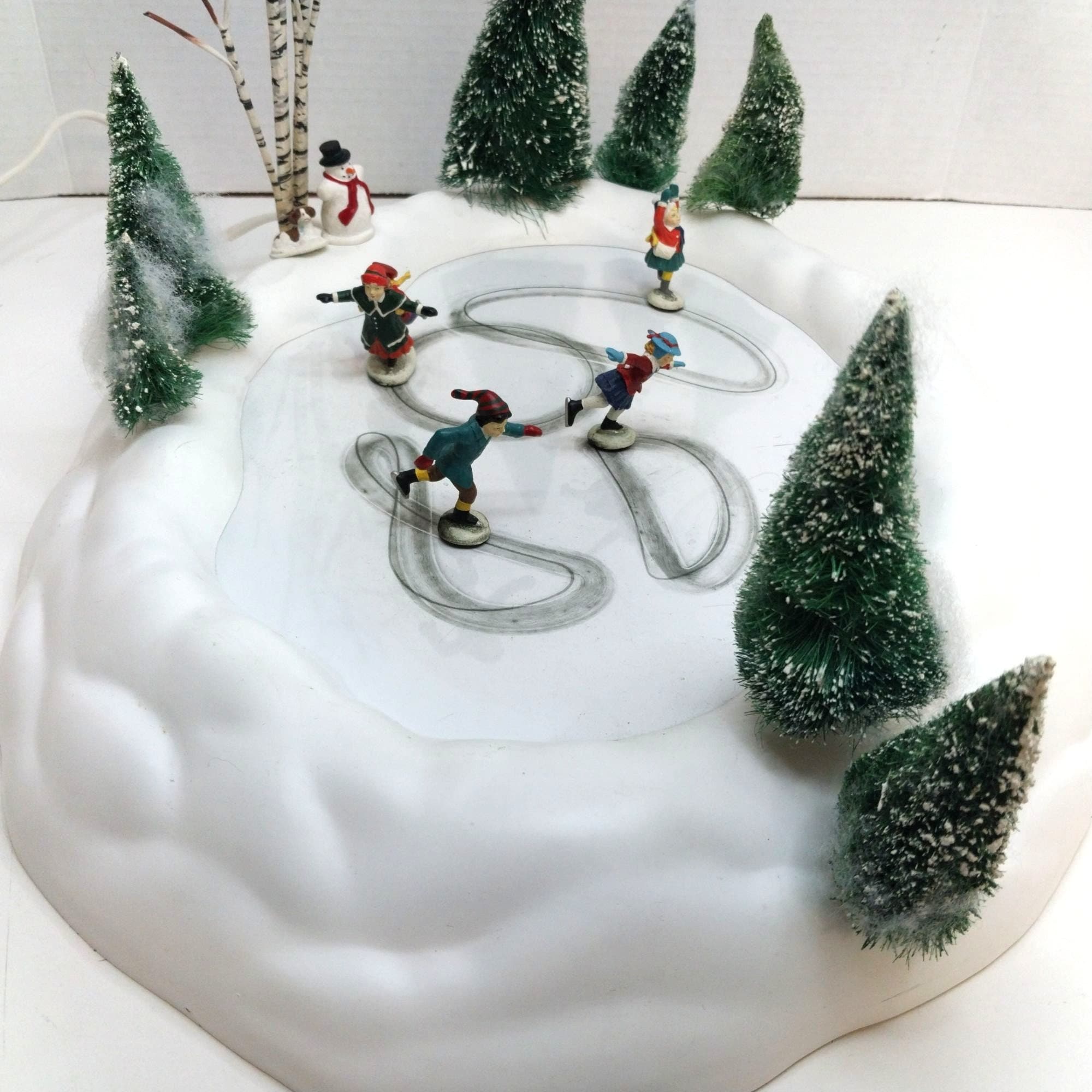 Dept 56 Village Animated Skating Pond Rink 5229 Tested Works Boxed With ...